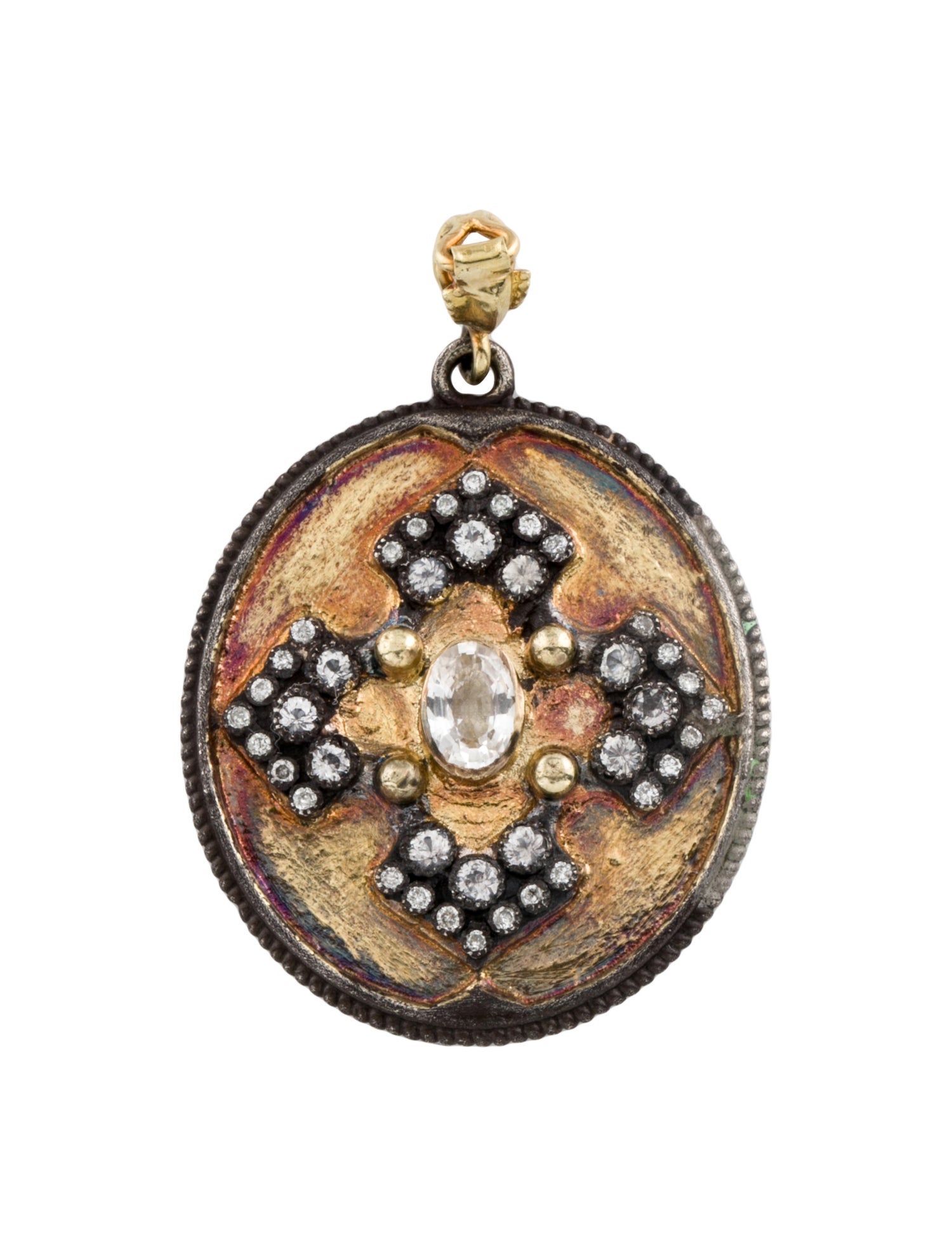 Armenta White Sapphire & Diamond Pendant - 18K Yellow Gold Pendant ...