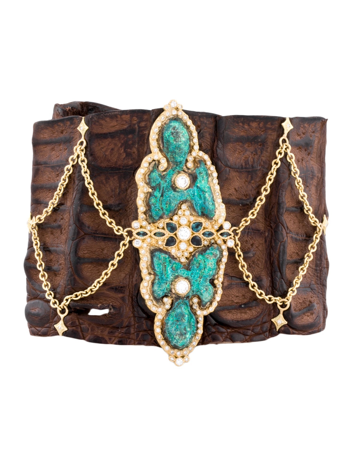 Armenta 18K Diamond & Tourmaline Crocodile Leather Wrapped Bracelet ...
