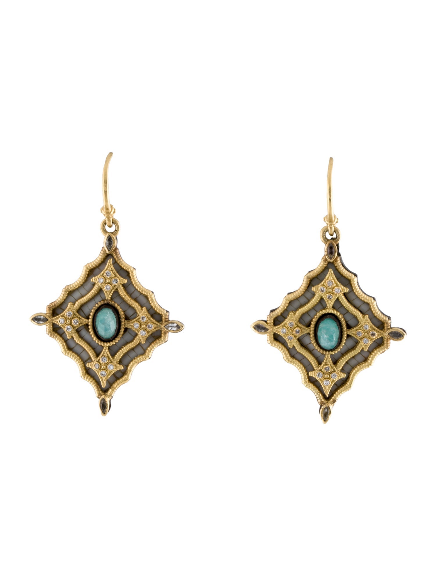 Earrings 18K Topaz & Diamond Drop Earrings - 18K Yellow Gold Drop ...