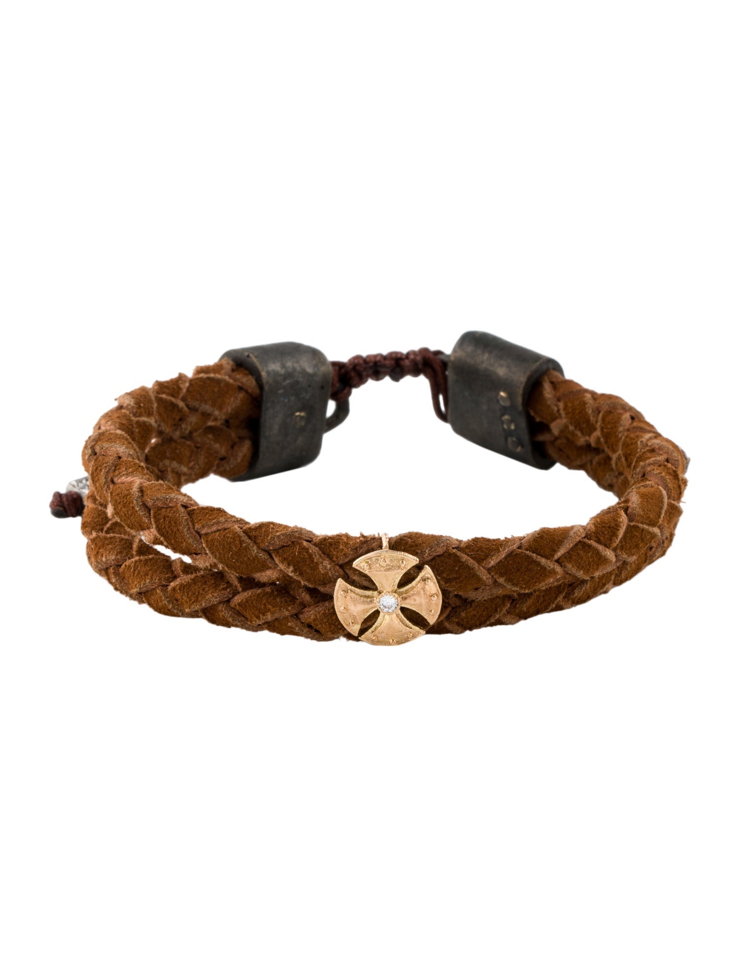 Armenta Diamond-Accented Leather Bracelet - Brown, 14K Rose Gold Bangle ...