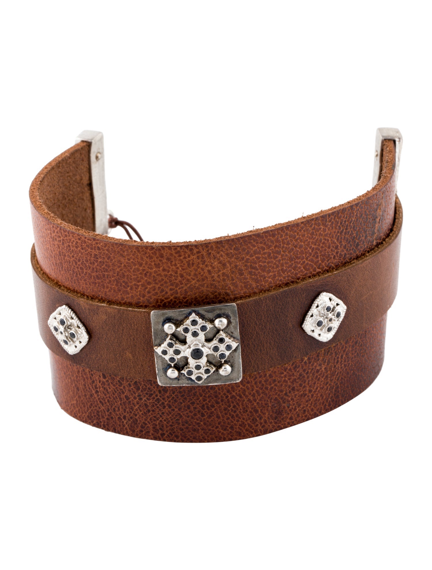 Armenta Leather & Sapphire Wrap Bracelet - Brown, Sterling Silver ...