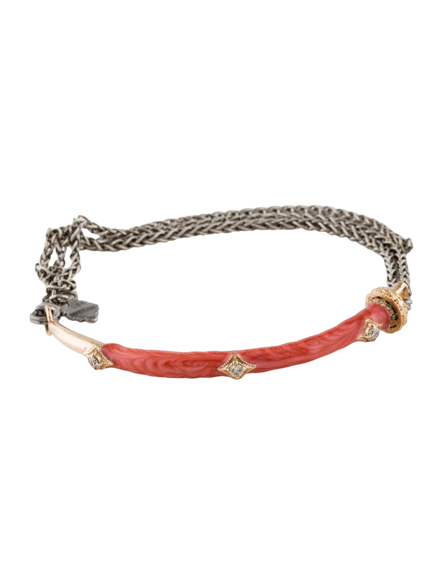 Armenta Diamond & Enamel Station Bracelet - Pink, 14K Yellow Gold Link ...