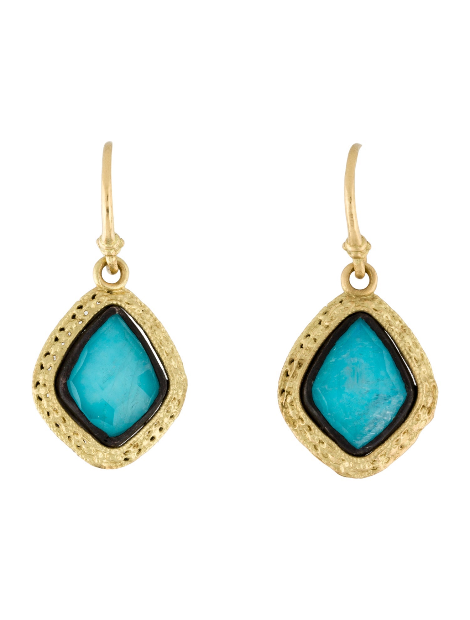 Armenta Quartz & Turquoise Doublet Drop Earrings - 18K Yellow Gold Drop ...