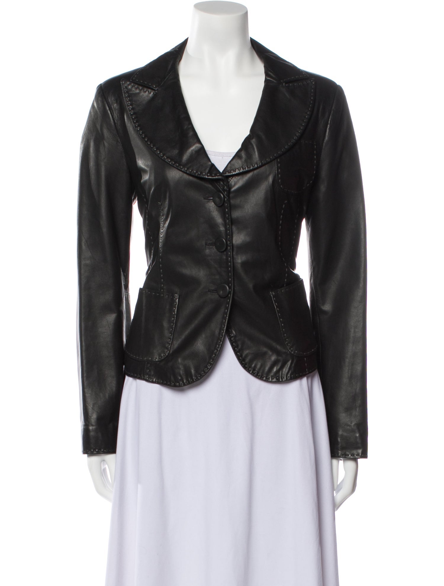 Armani Collezioni Leather Evening Jacket - Black Jackets, Clothing ...