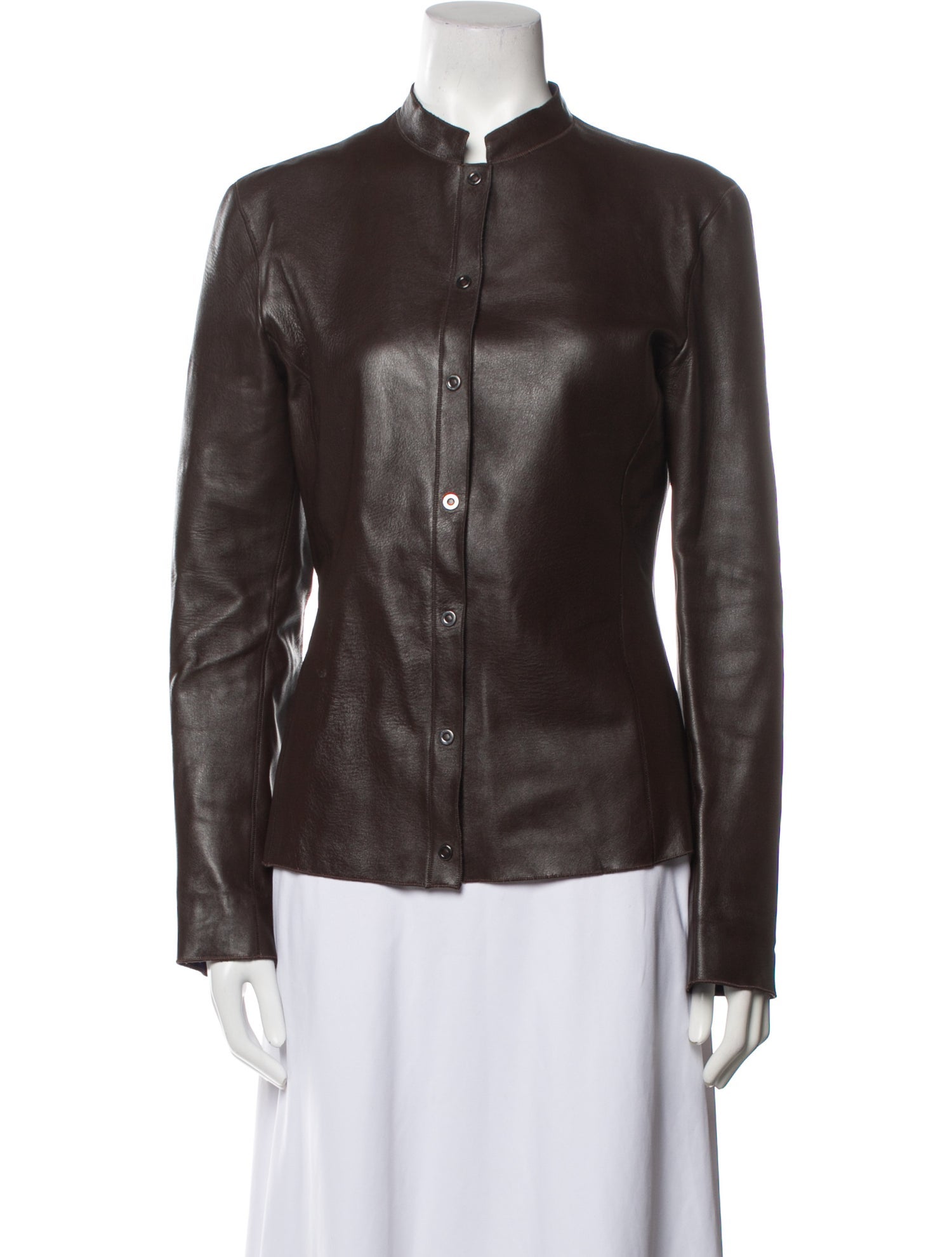 Armani Collezioni Leather Biker Jacket - Brown Jackets, Clothing ...