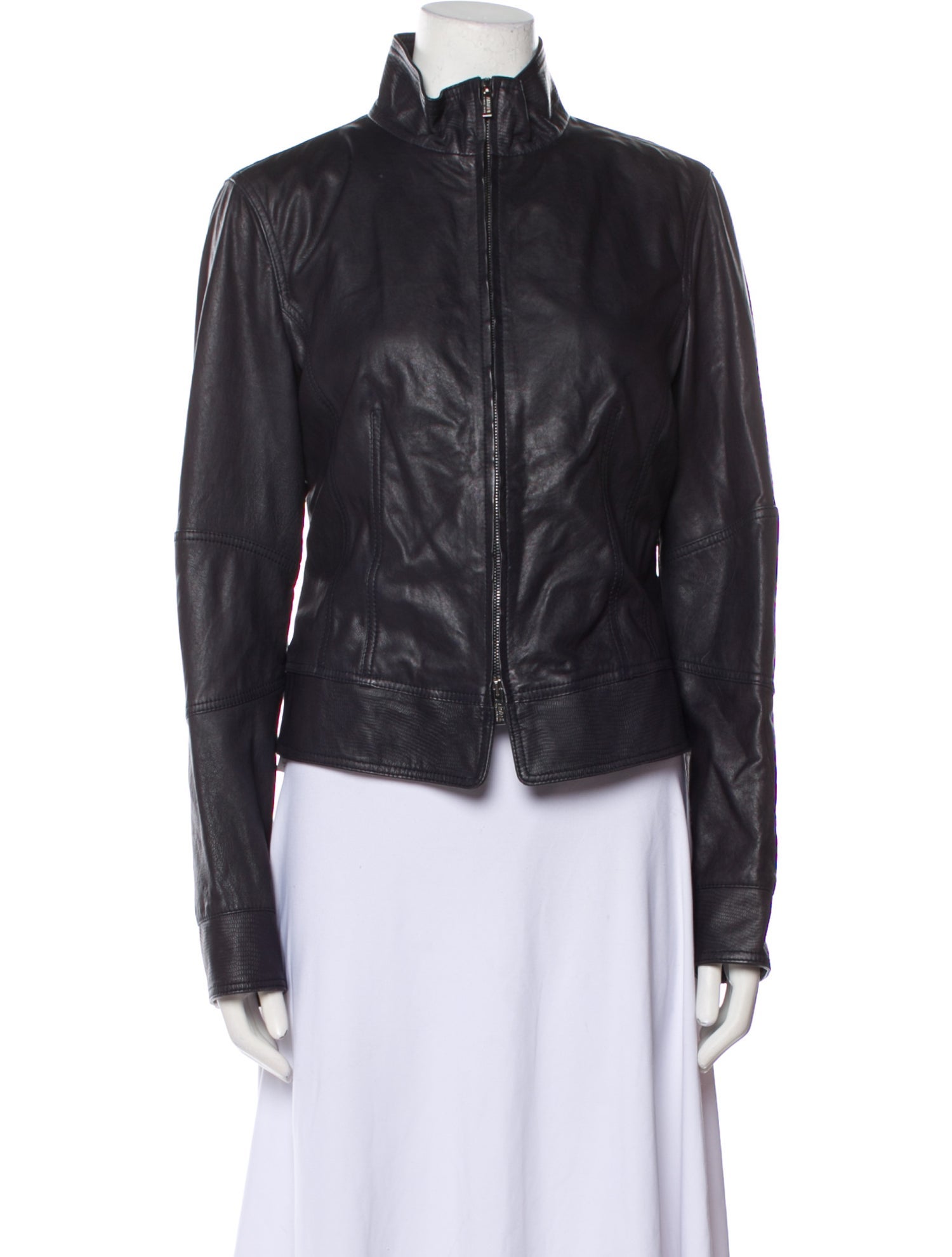 Armani Collezioni Lamb Leather Biker Jacket - Blue Jackets, Clothing ...