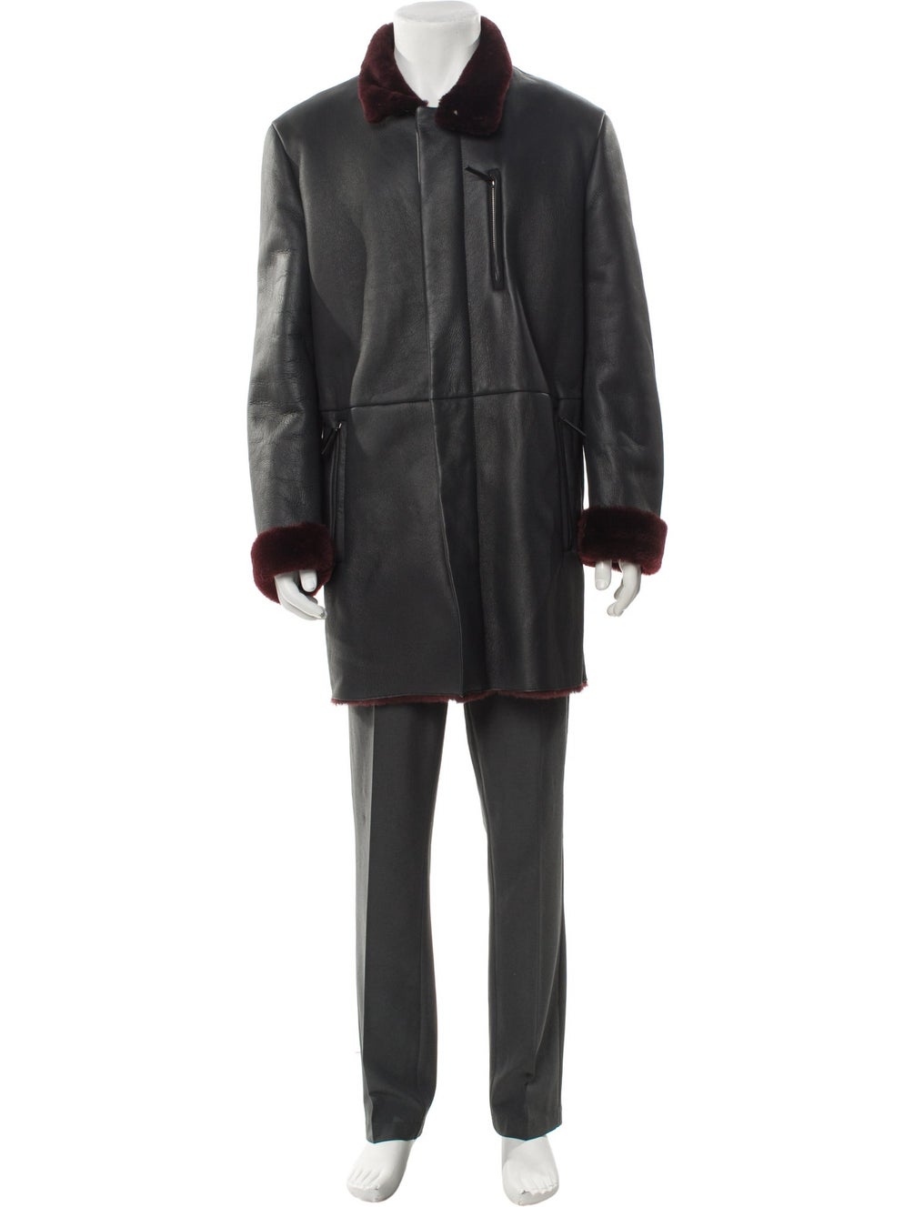 Armani Collezioni Shearling Overcoat - Black Outerwear, Clothing ...