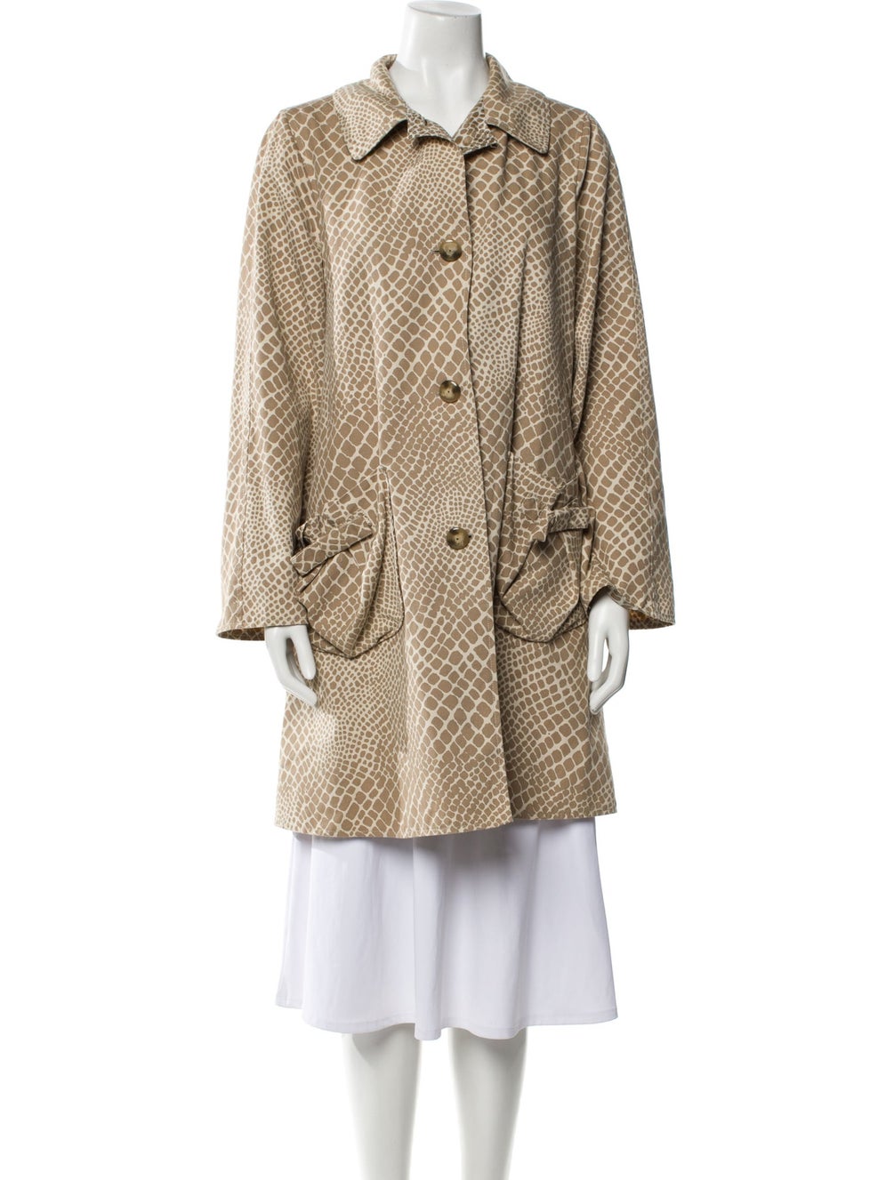 Armani Collezioni Tweed Pattern Trench Coat - Coats, Clothing ...