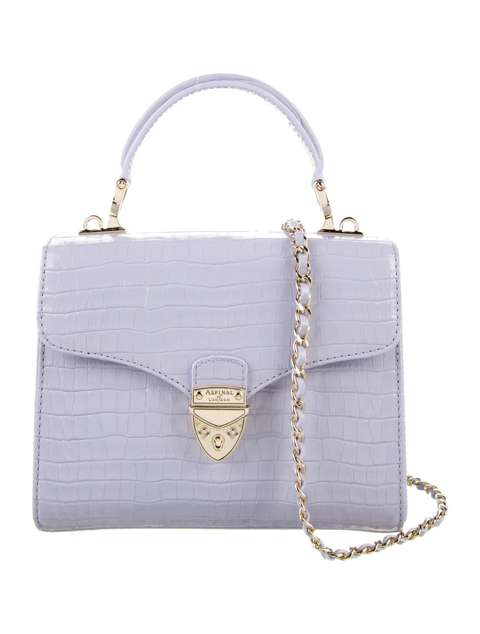 Aspinal of London Embossed Crocodile Mini Bag - Purple Mini Bags ...