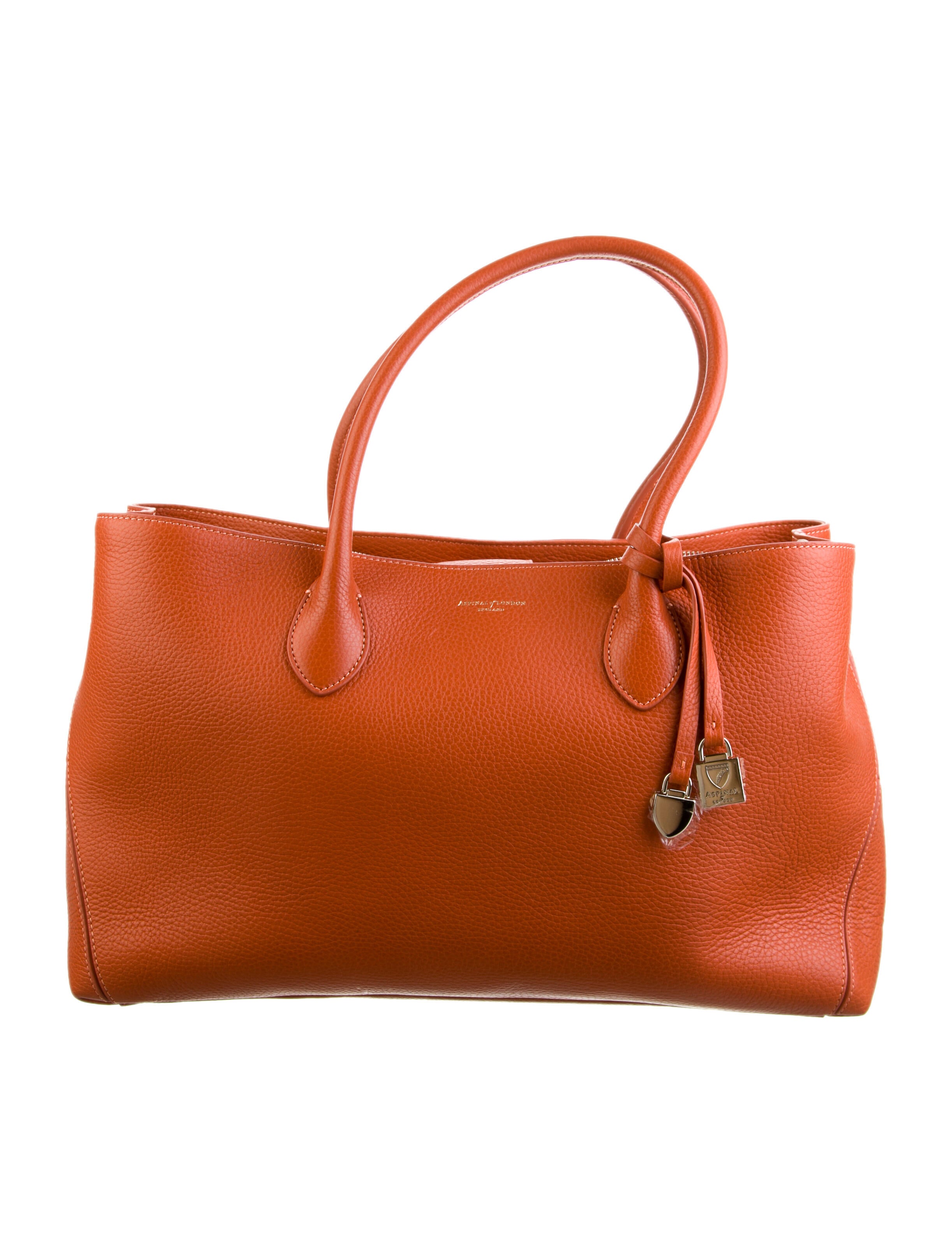 Aspinal of London Pebbled Leather Tote - Orange Totes, Handbags ...