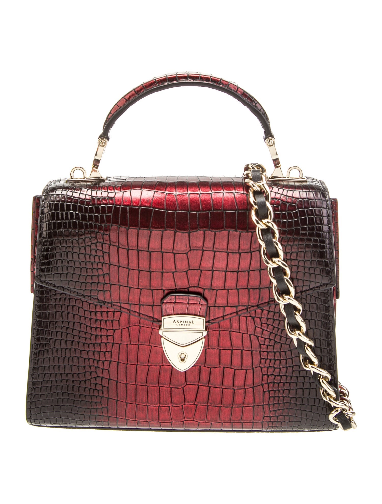 Aspinal of London Embossed Leather Shoulder Bag - Black Shoulder Bags ...