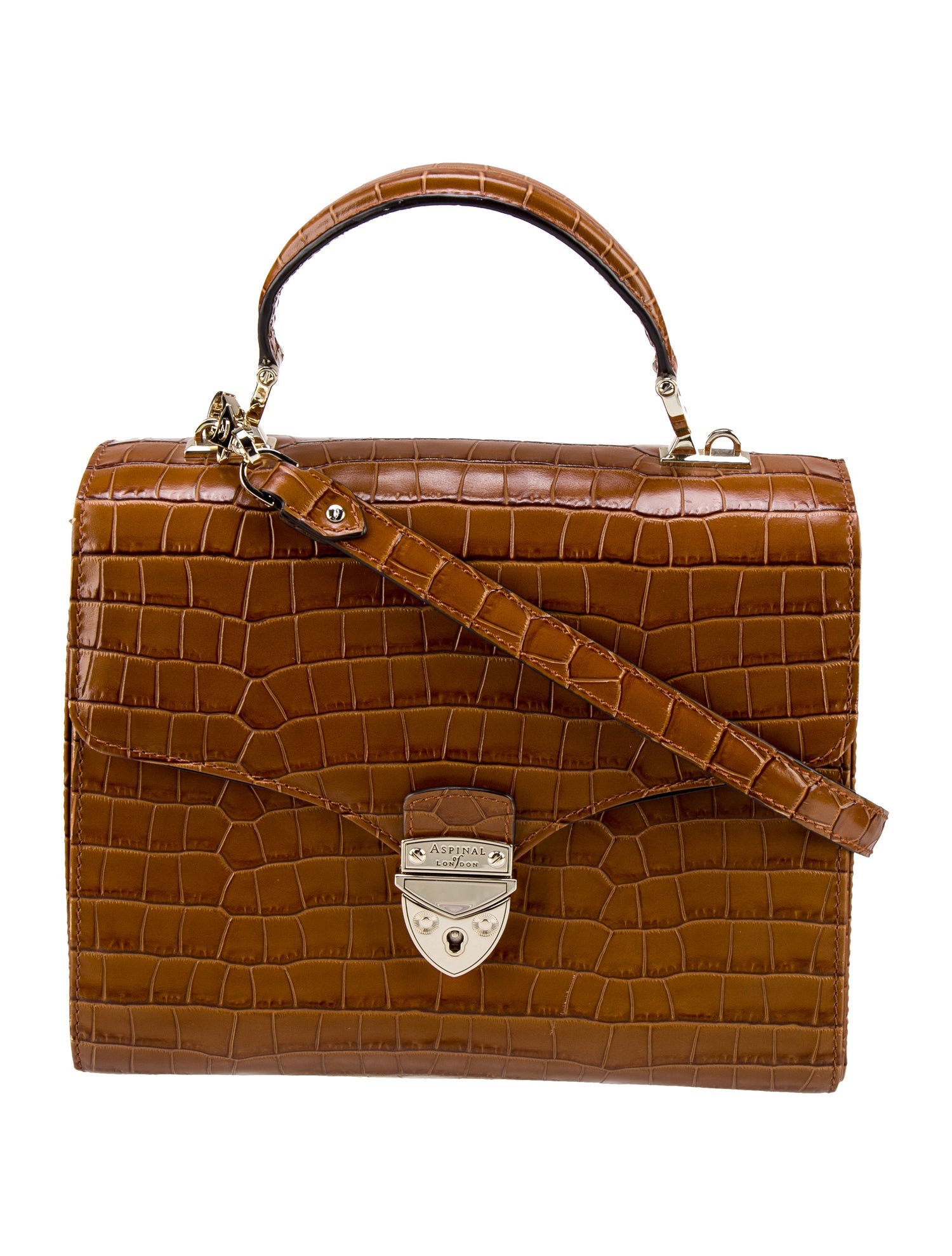Aspinal of London Embossed Leather Handle Bab - Brown Handle Bags ...