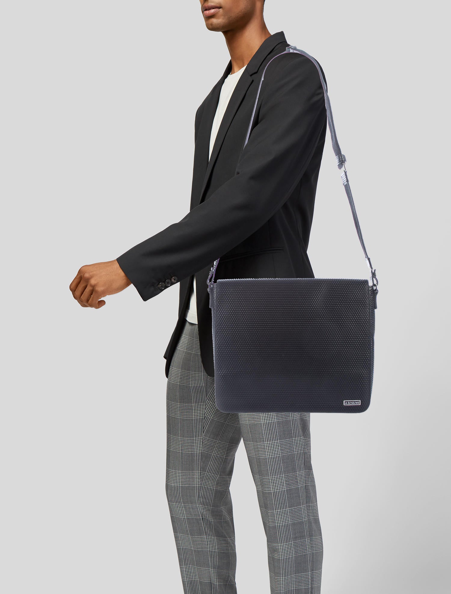 a.testoni Textured Messenger Bag - Black Messenger Bags, Bags ...