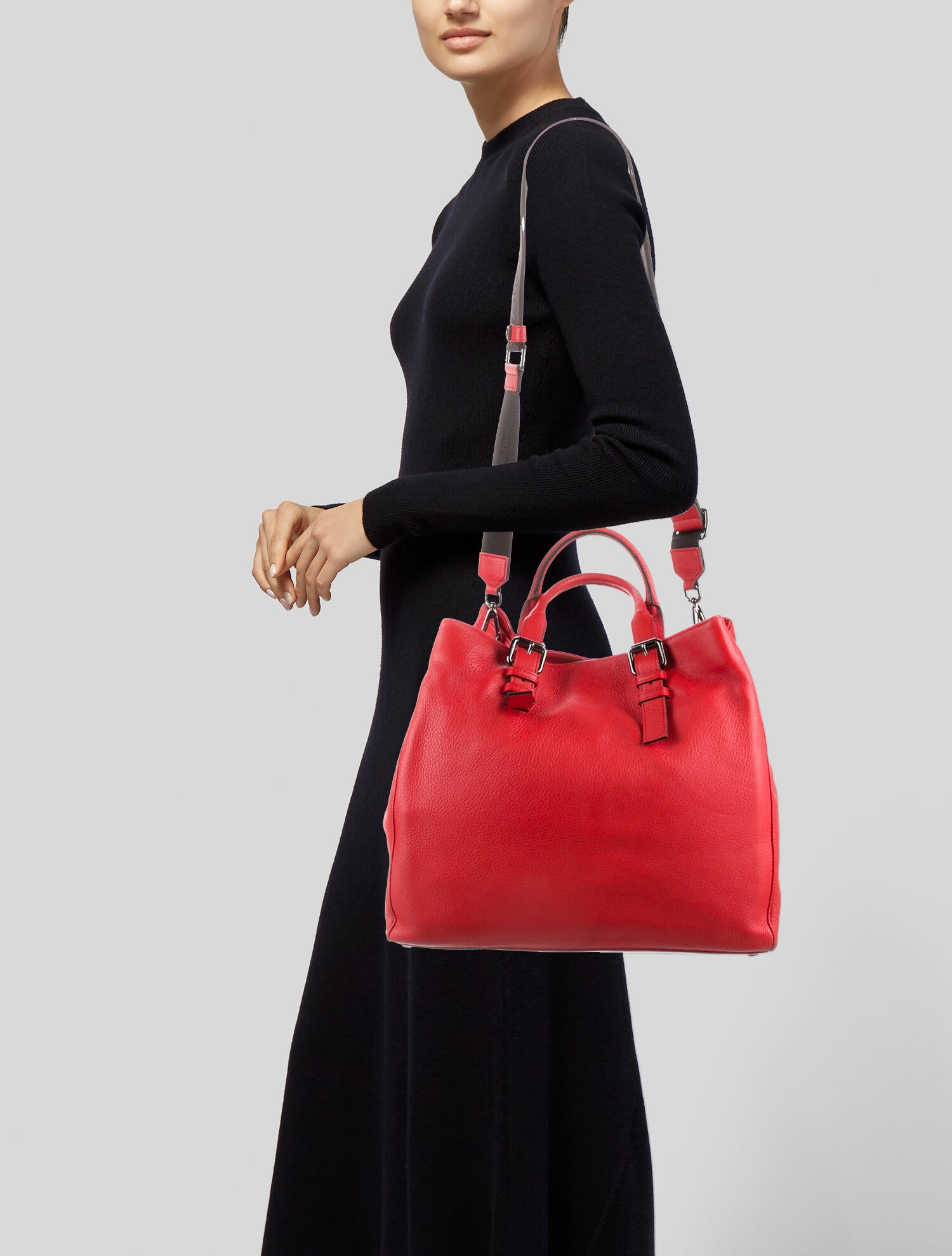a.testoni Grained Leather Handle Bag - Red Handle Bags, Handbags ...