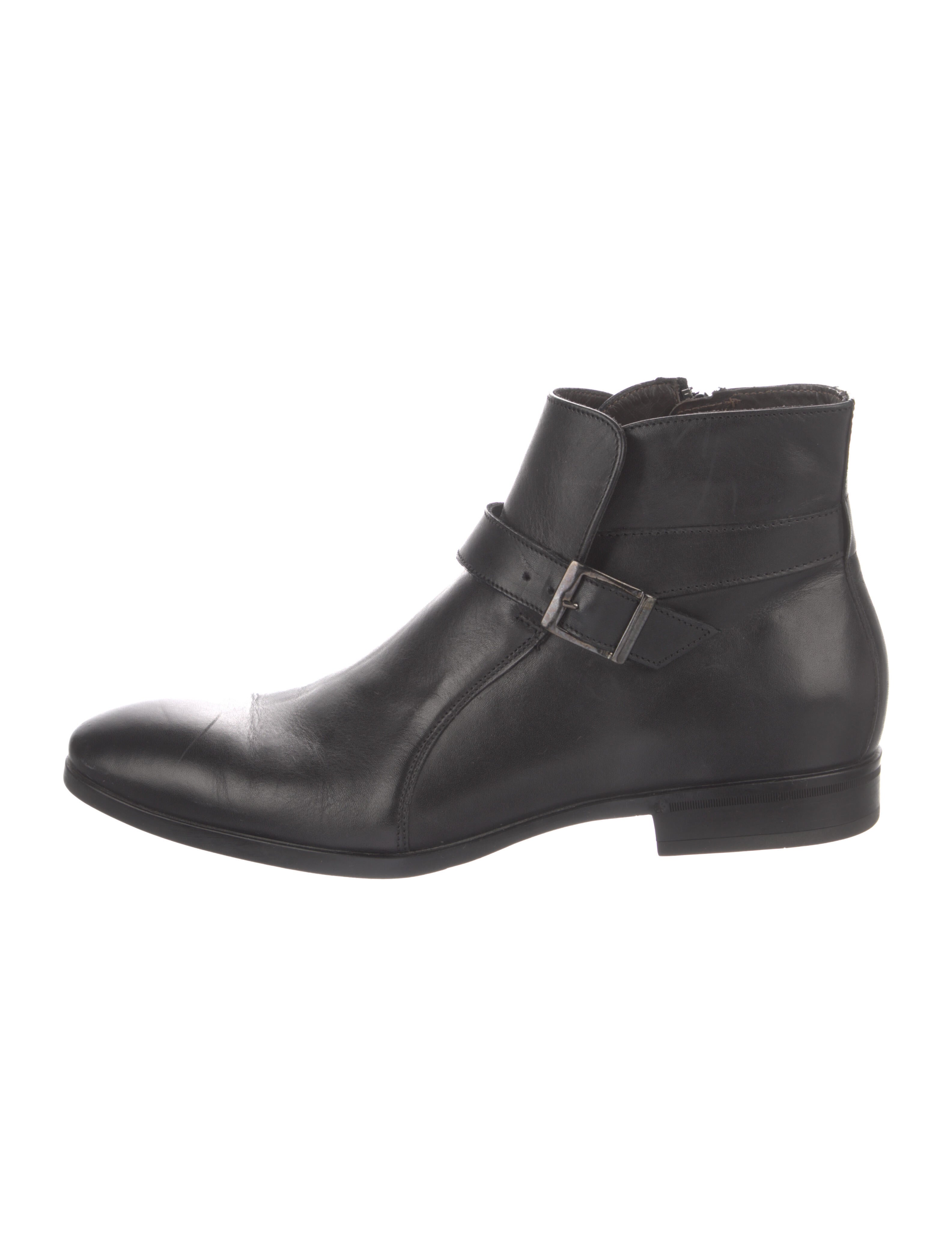 a.testoni Leather Moto Boots - Black Boots, Shoes - ATS21223 | The RealReal