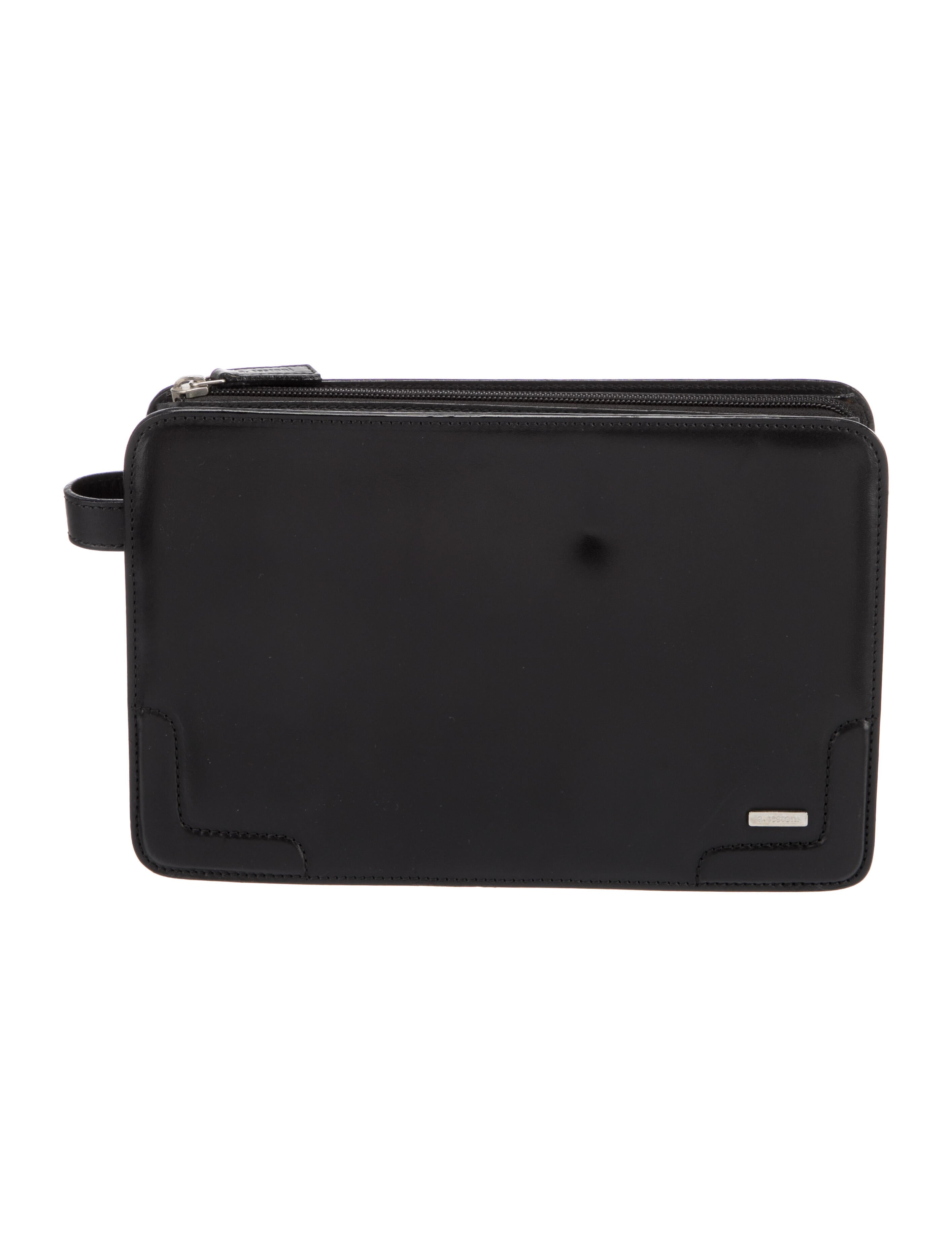 a.testoni Smooth Leather Pouch - Black Portfolios & Pouches, Bags ...