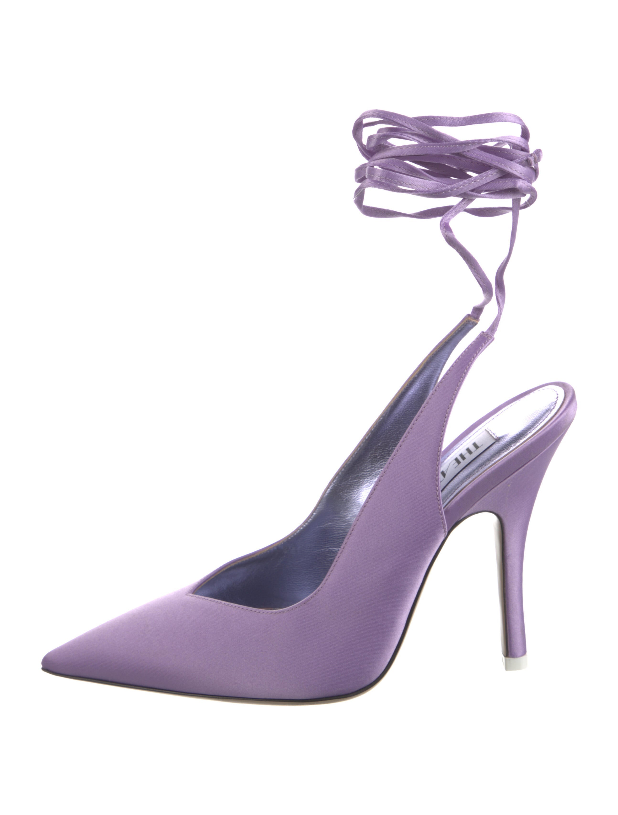 Attico Satin Printed Slingback Pumps - Purple Pumps, Shoes - ATTCO28338 ...