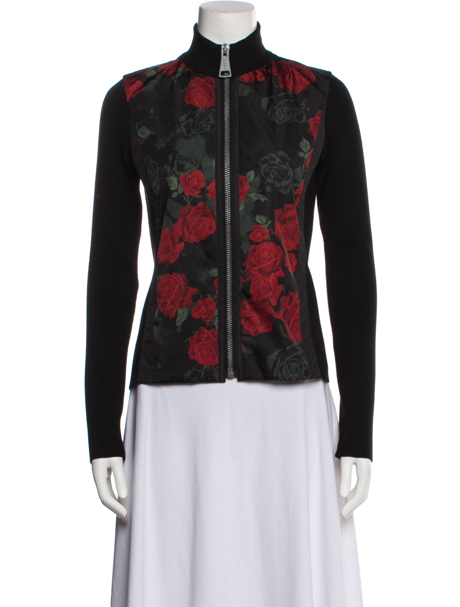 Authier Virgin Wool Floral Print Evening Jacket - Black Jackets ...