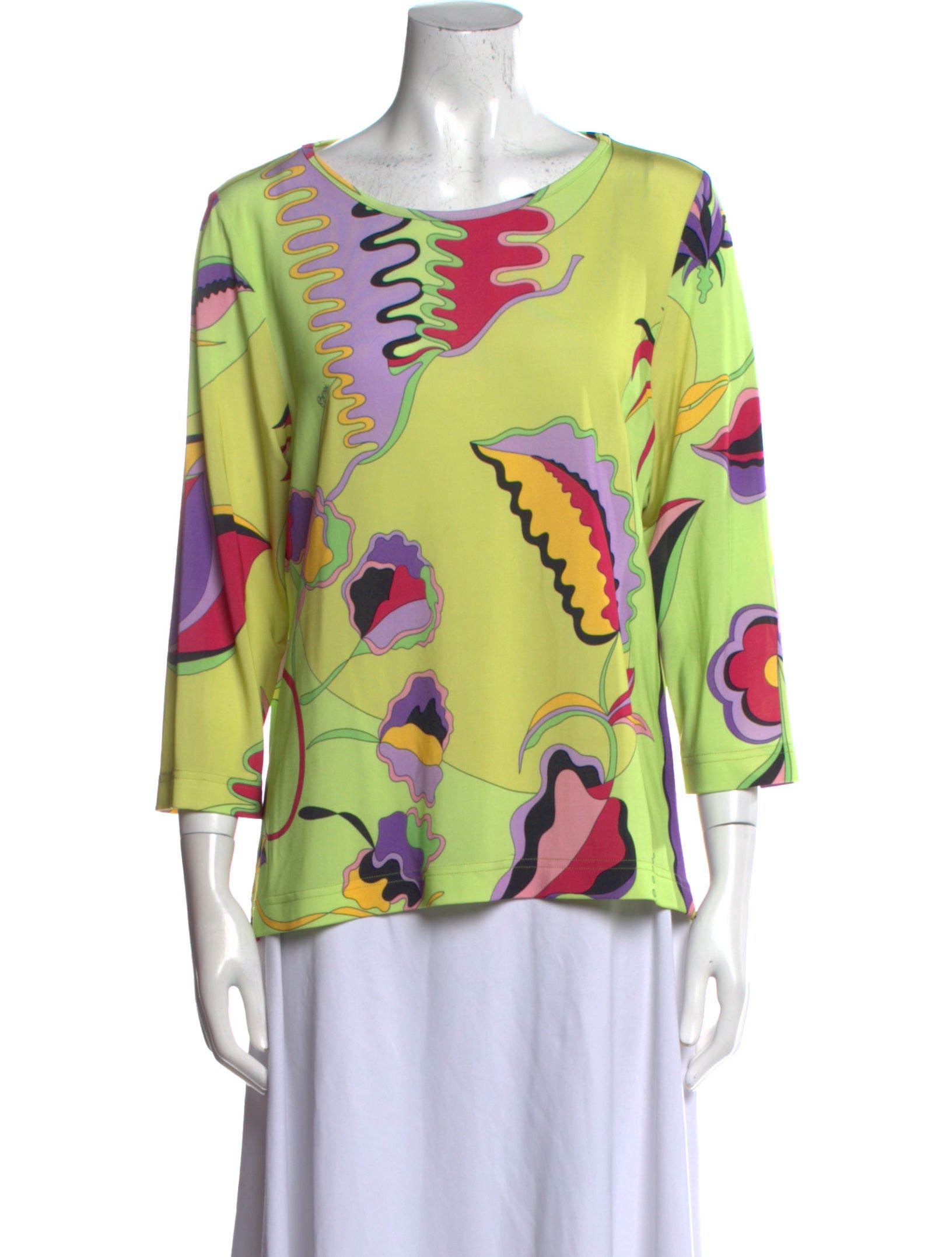 Averardo Bessi Printed Bateau Neckline Blouse - Green Tops, Clothing ...