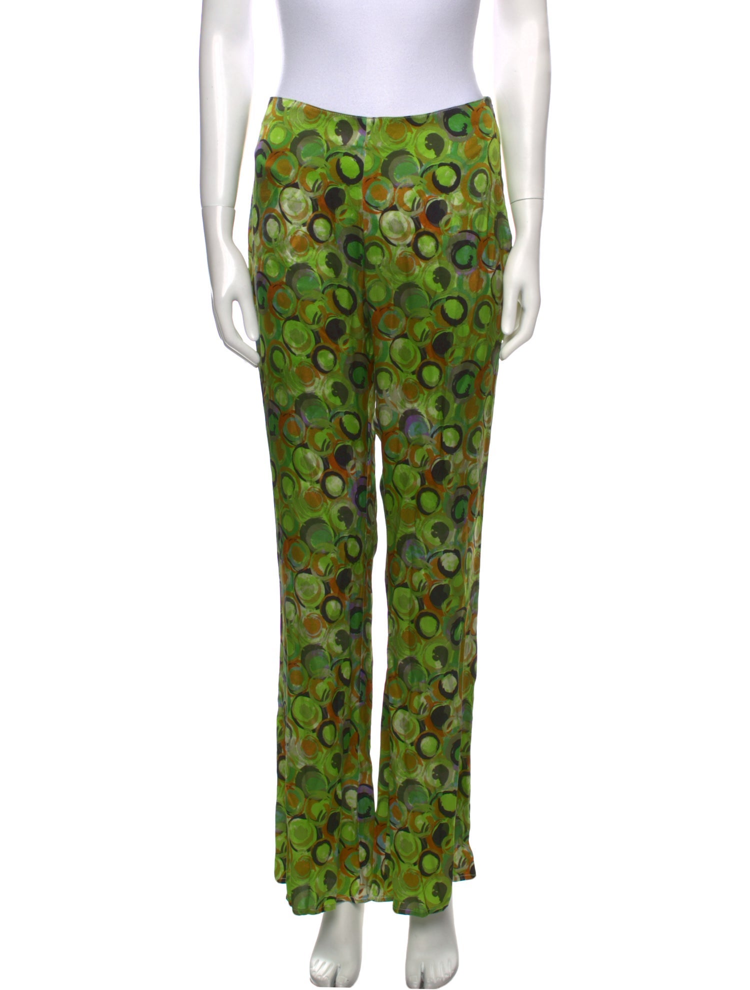 Avant Toi Silk Wide Leg Pants - Green, 9.25" Rise Pants, Clothing ...