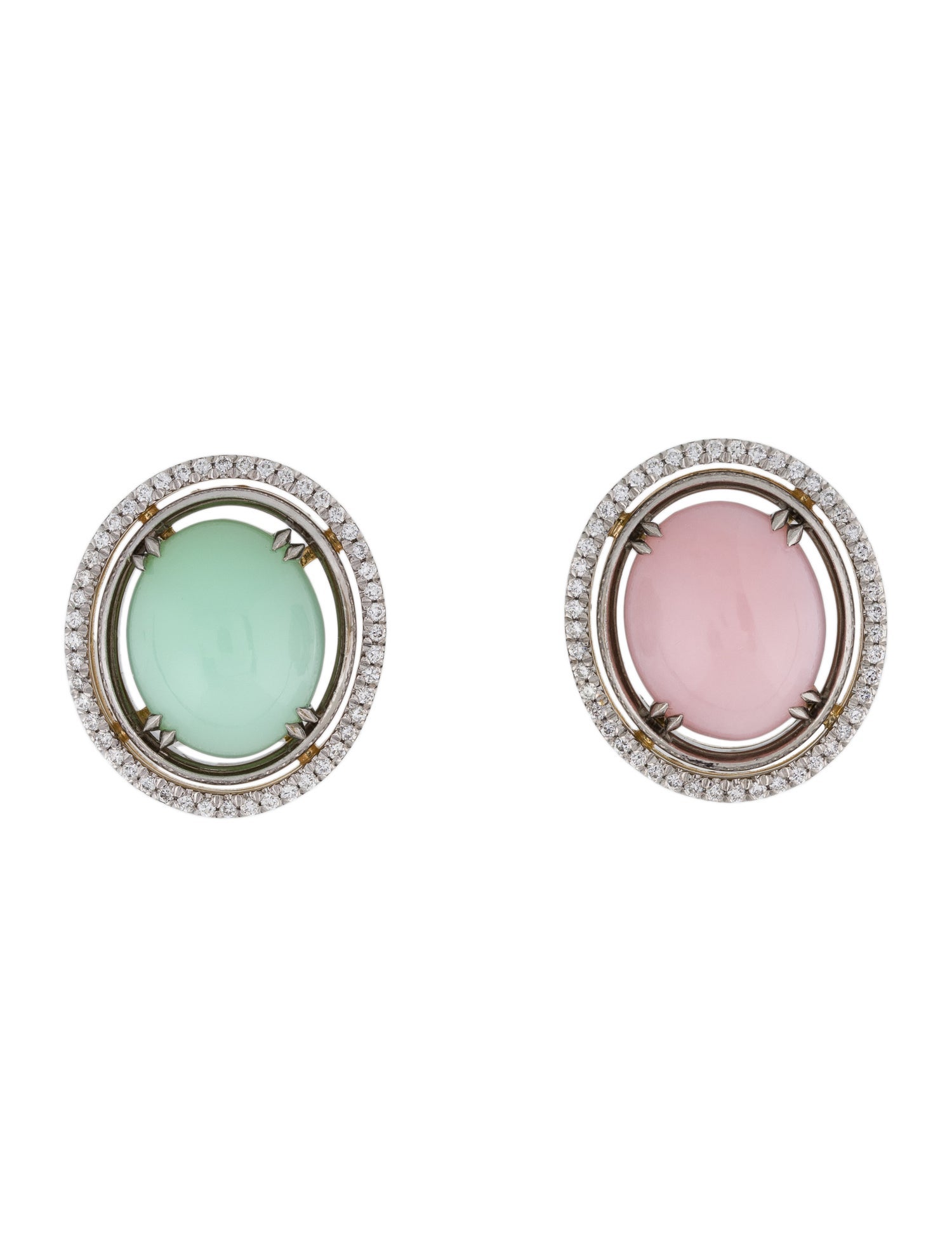 Alexandra Mor Platinum Opal & Diamond Stud Earrings - 18K Yellow Gold ...