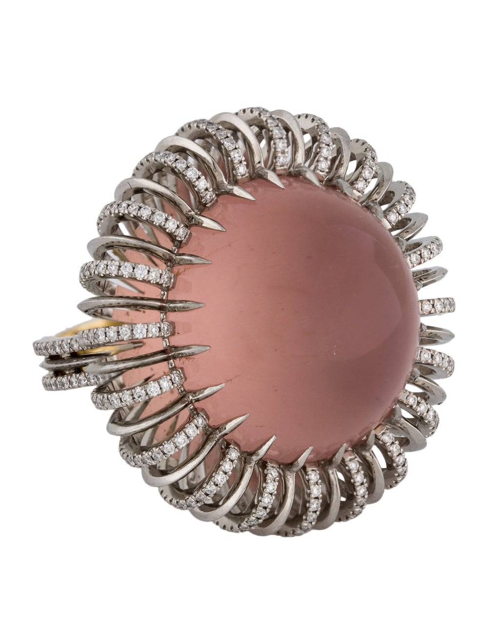 Alexandra Mor Platinum 51.03ct Star Rose Quartz & Diamond Cocktail Ring ...