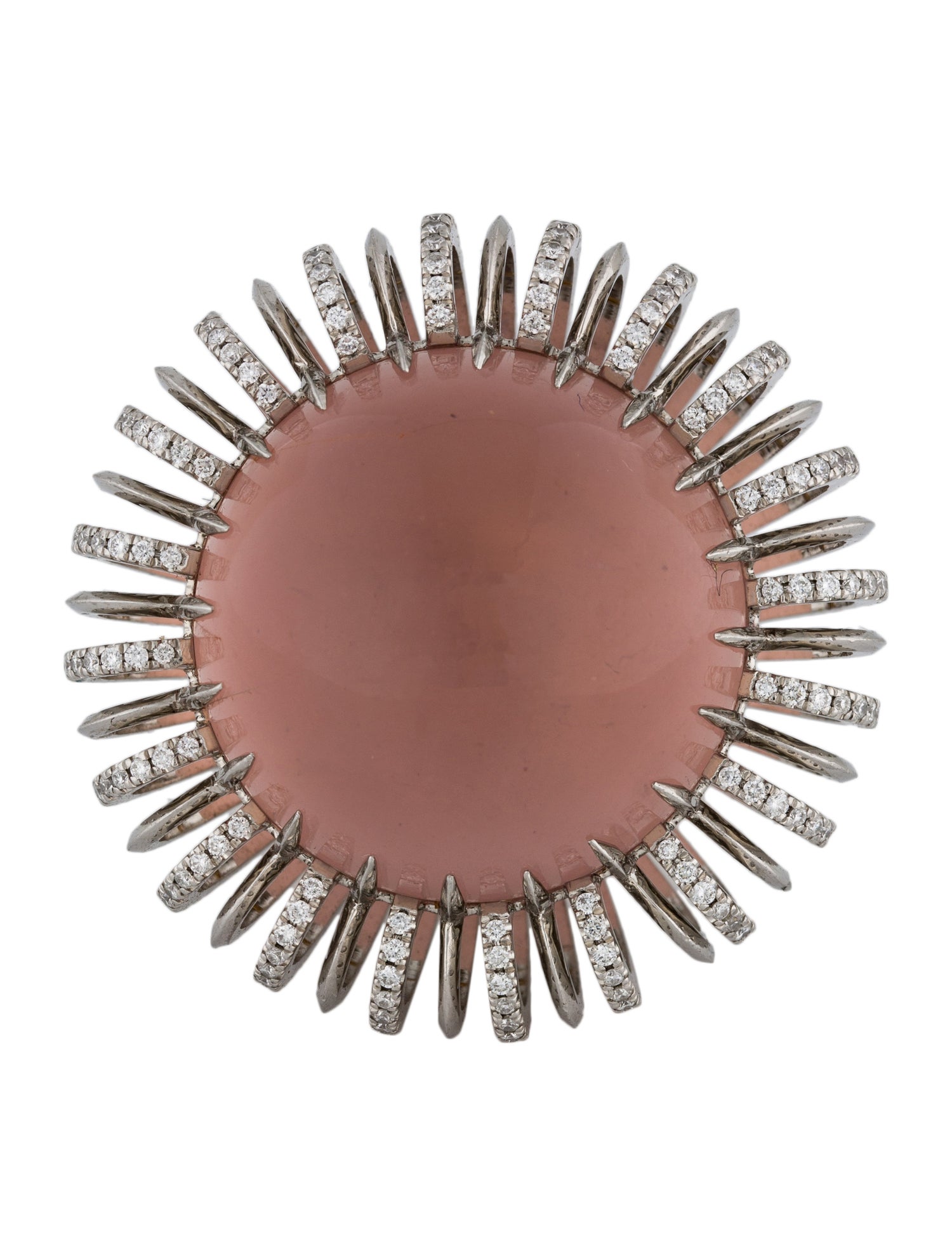 Alexandra Mor Platinum 51.03ct Star Rose Quartz & Diamond Cocktail Ring ...