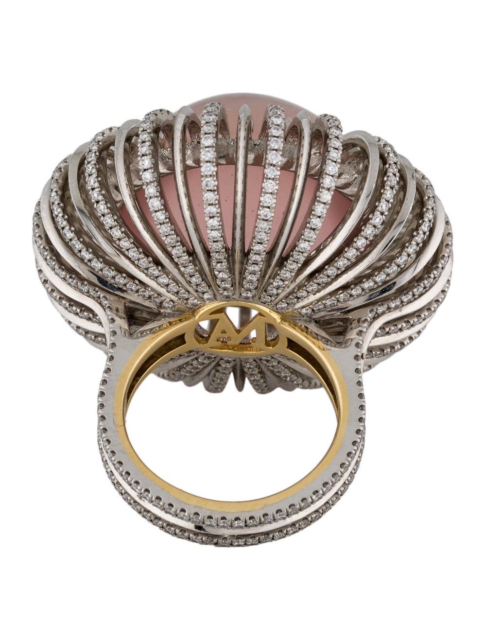 Alexandra Mor Platinum 51.03ct Star Rose Quartz & Diamond Cocktail Ring ...
