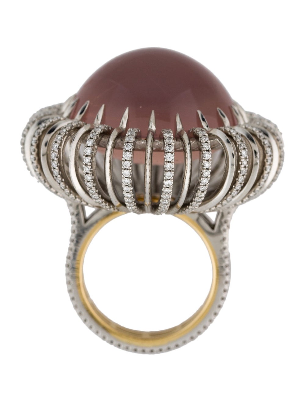 Alexandra Mor Platinum 51.03ct Star Rose Quartz & Diamond Cocktail Ring ...