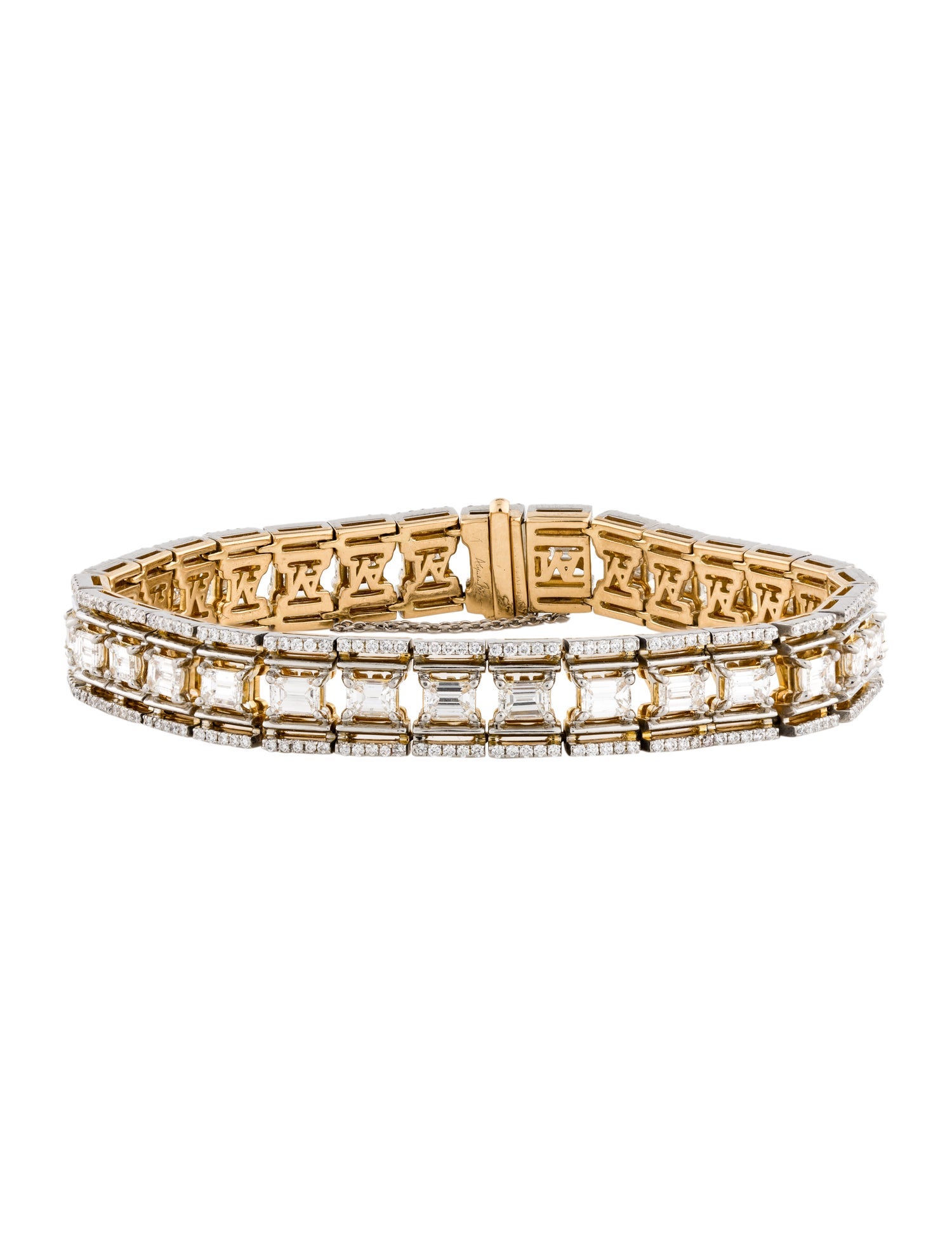 Alexandra Mor Platinum 8.51ctw Diamond Link Bracelet - 18K Yellow Gold ...