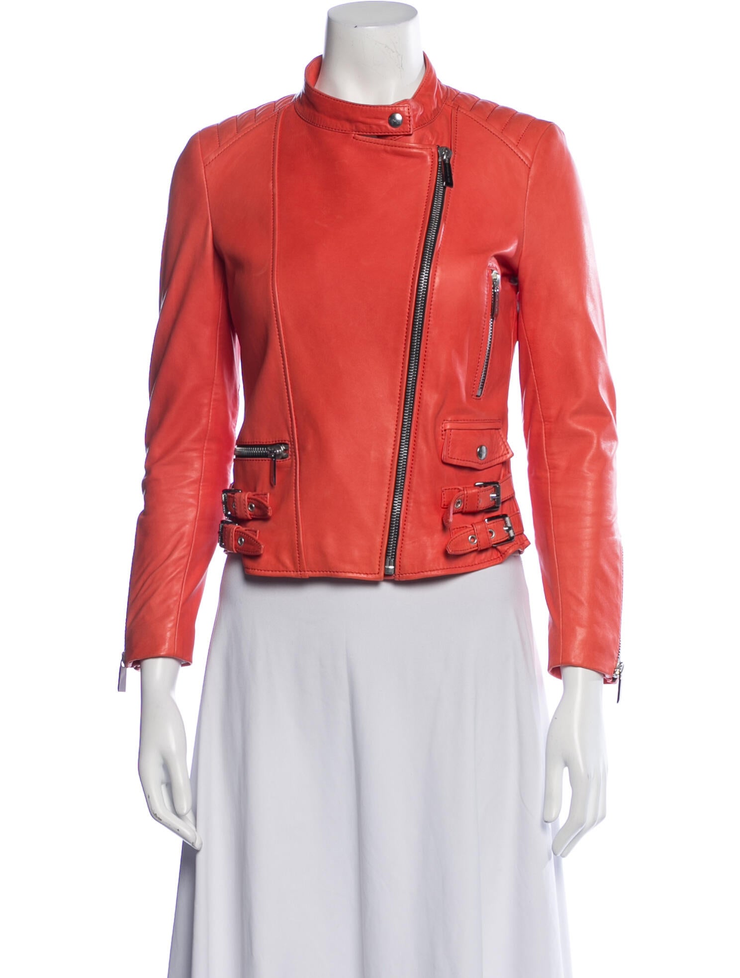 Barbara Bui Lamb Leather Biker Jacket - Pink Jackets, Clothing ...