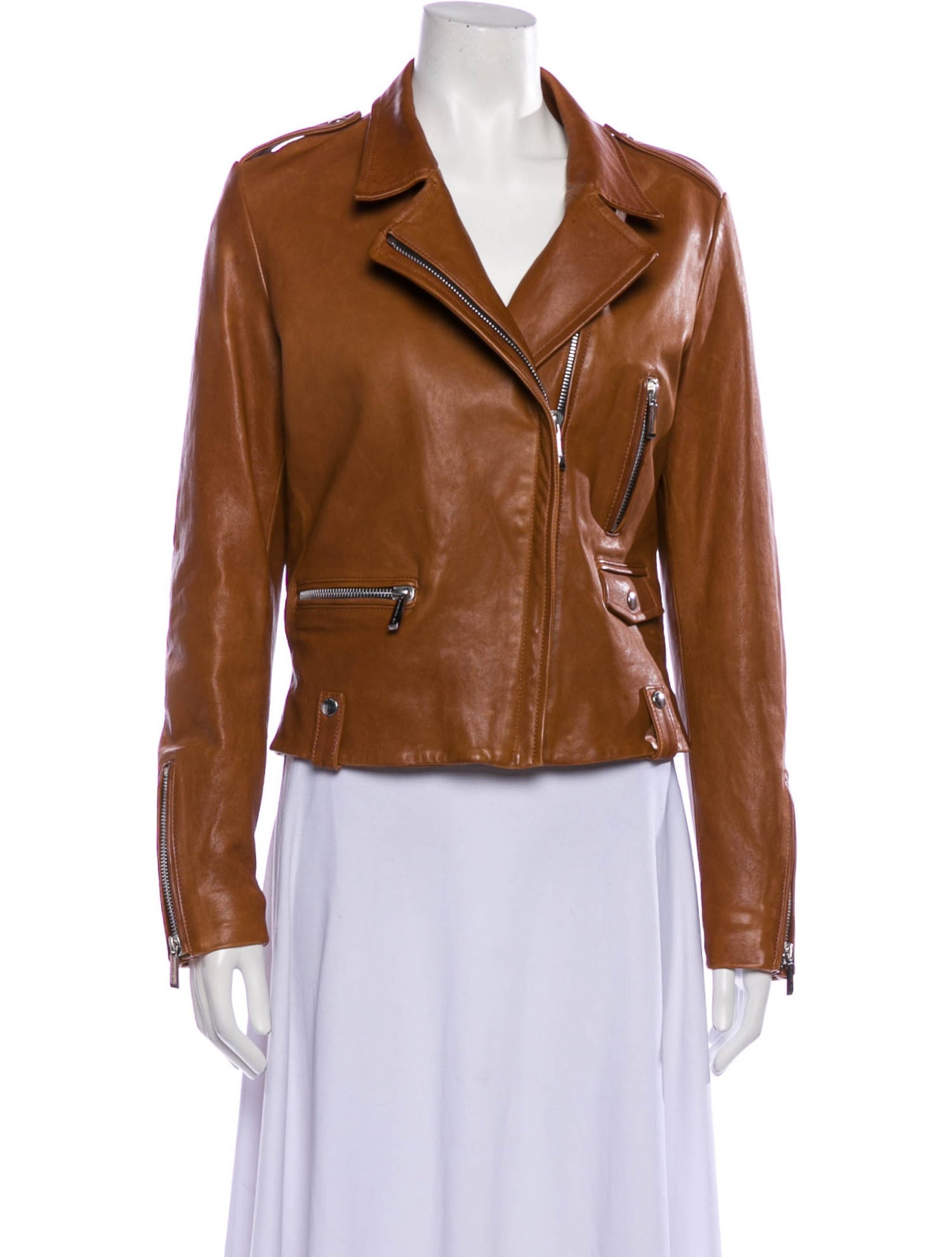 Barbara Bui Leather Biker Jacket - Brown Jackets, Clothing - BAB39456 ...