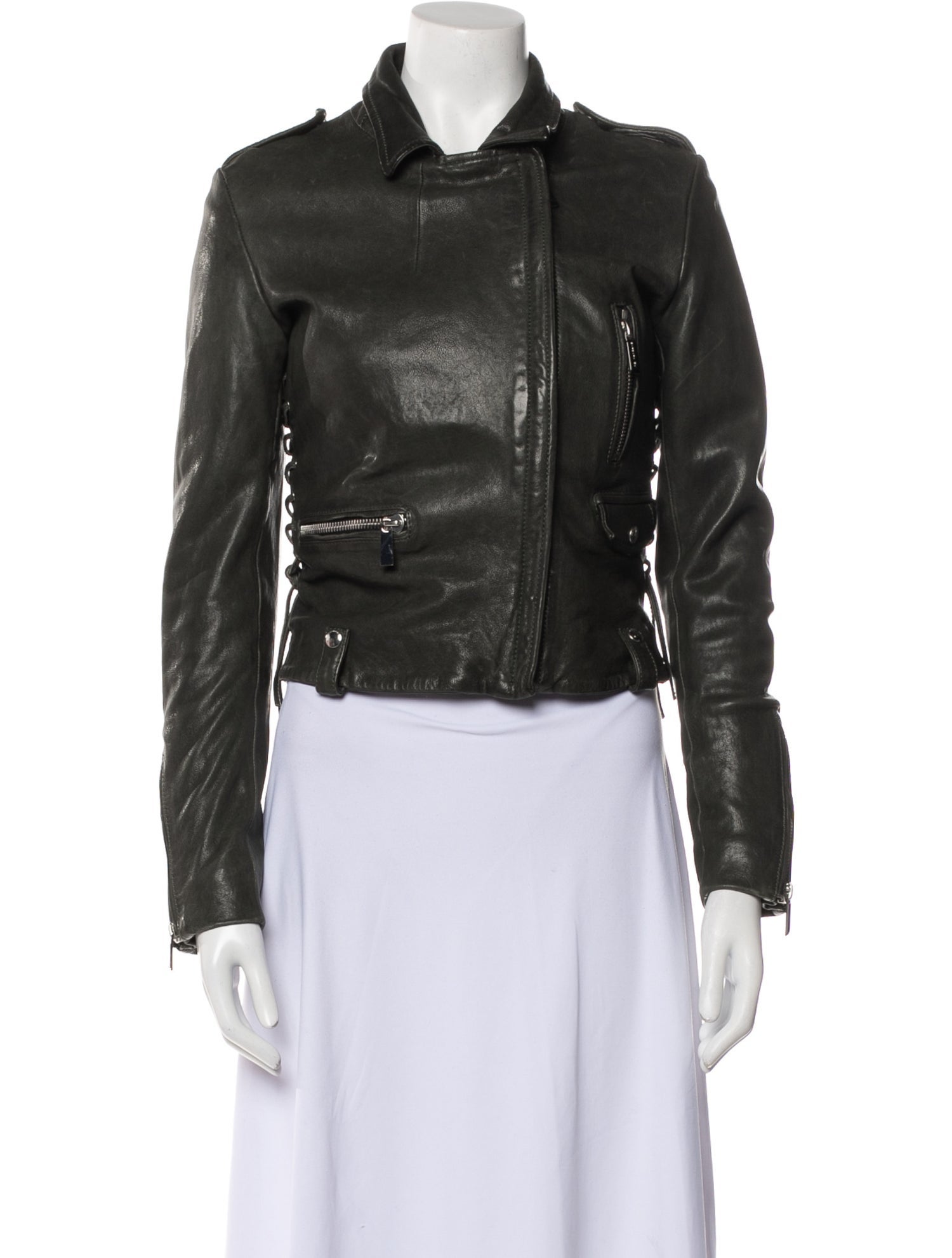 Barbara Bui Lambskin Biker Jacket - Green Jackets, Clothing - BAB39926 ...