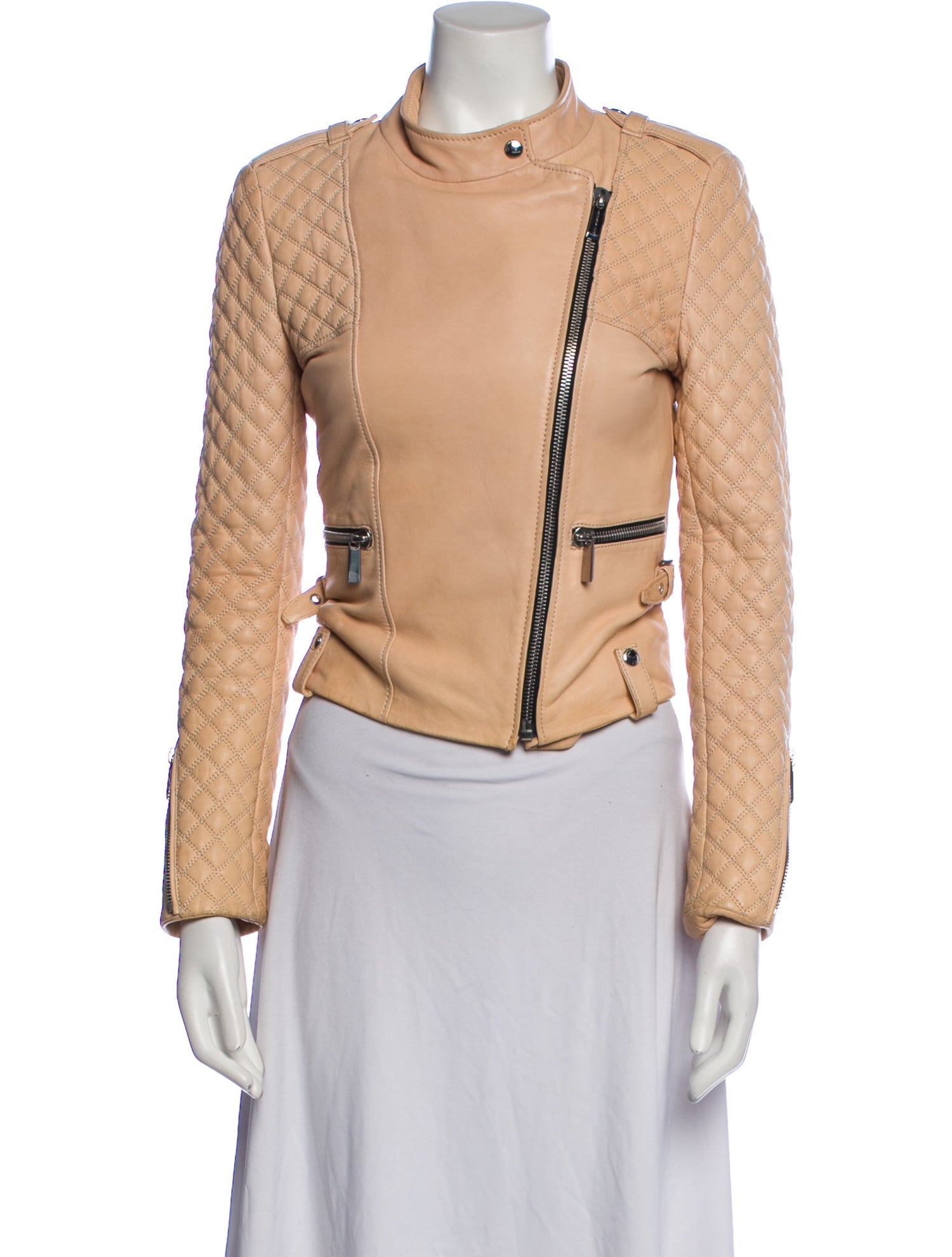 Barbara Bui Leather Biker Jacket - Neutrals Jackets, Clothing ...