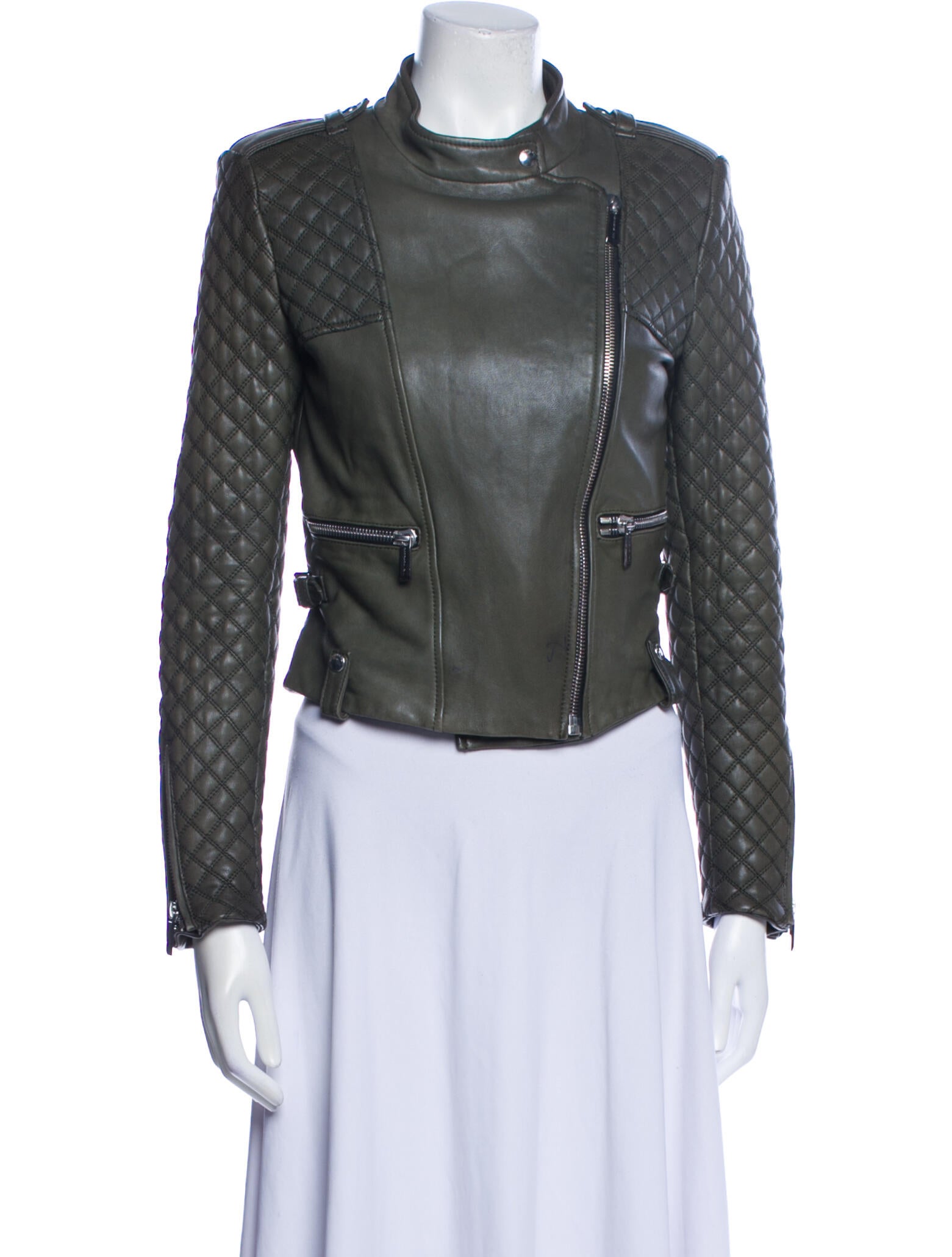 Barbara Bui Lambswool Biker Jacket - Green Jackets, Clothing - BAB41144 ...