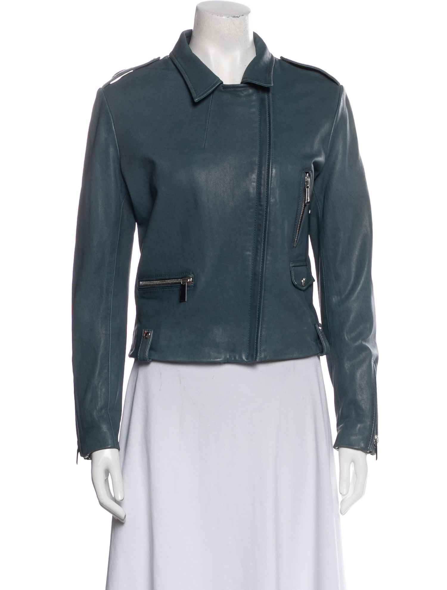 Barbara Bui Lambskin Biker Jacket - Blue Jackets, Clothing - BAB42020 ...