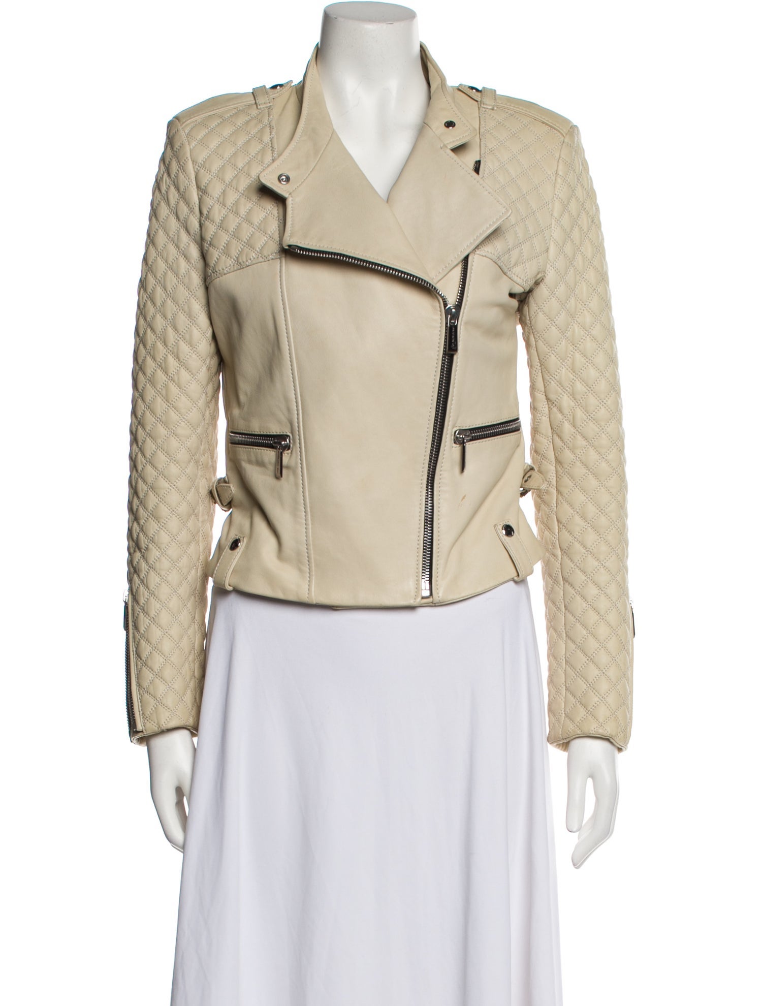 Barbara Bui Leather Biker Jacket - Neutrals Jackets, Clothing ...