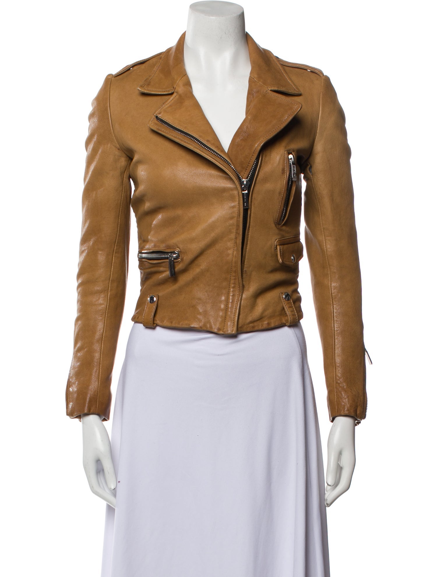 Barbara Bui Leather Biker Jacket - Brown Jackets, Clothing - BAB42127 ...