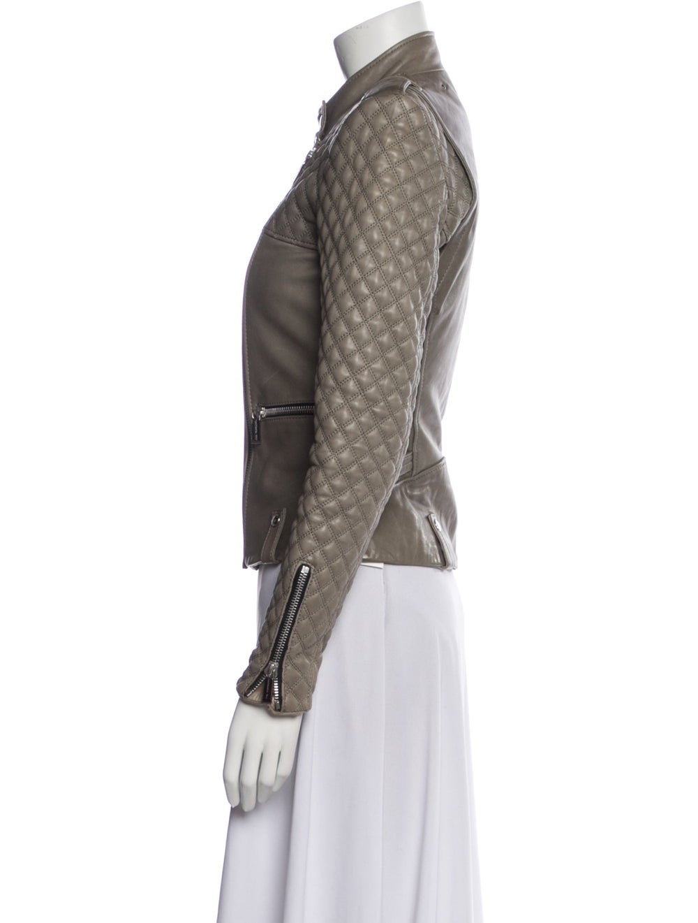 Barbara Bui Leather Biker Jacket - Grey Jackets, Clothing - BAB43171 ...