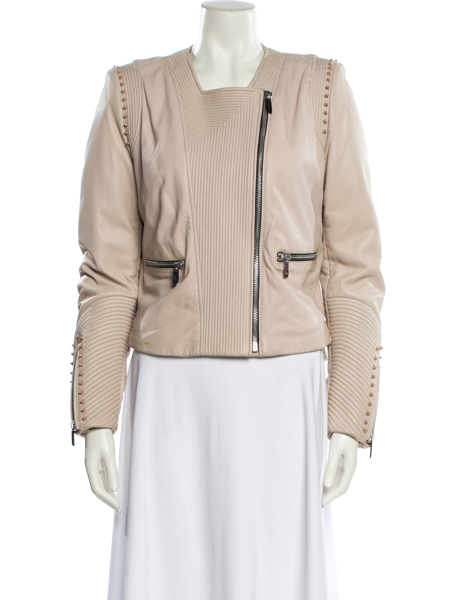 Barbara Bui Leather Biker Jacket - Neutrals Jackets, Clothing ...