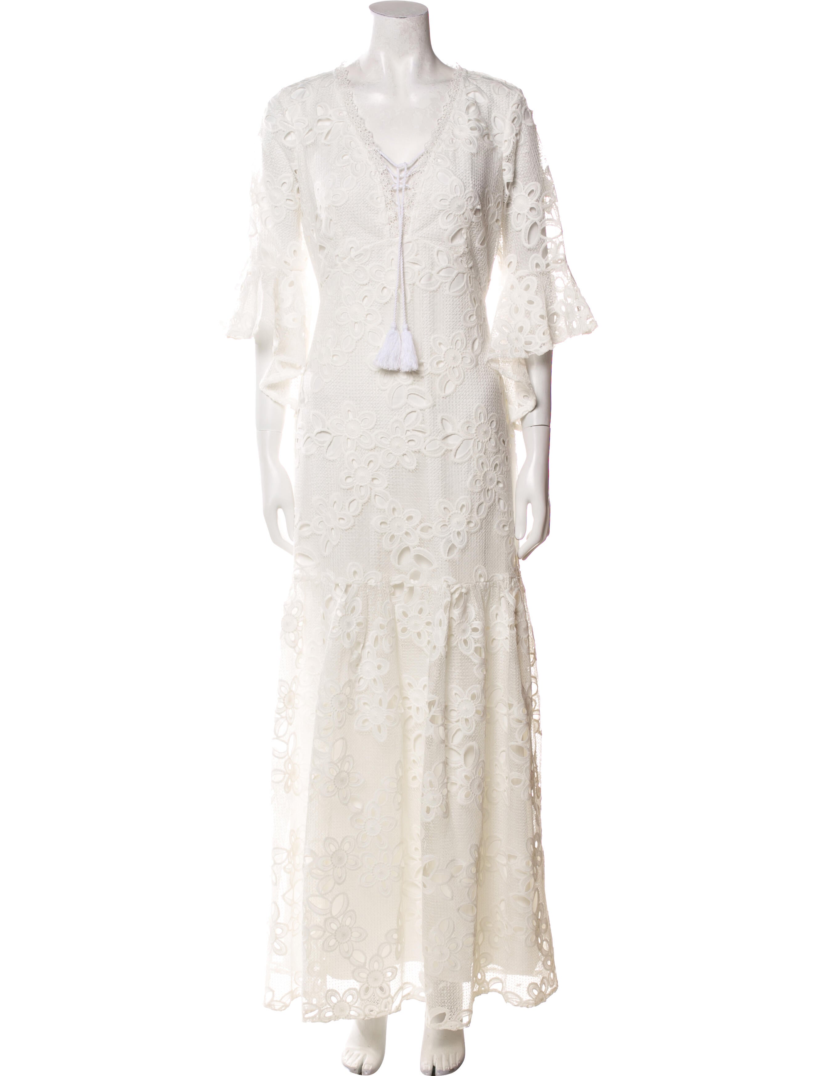 Badgley Mischka Lace Pattern Long Dress w/ Tags - Neutrals Dresses ...