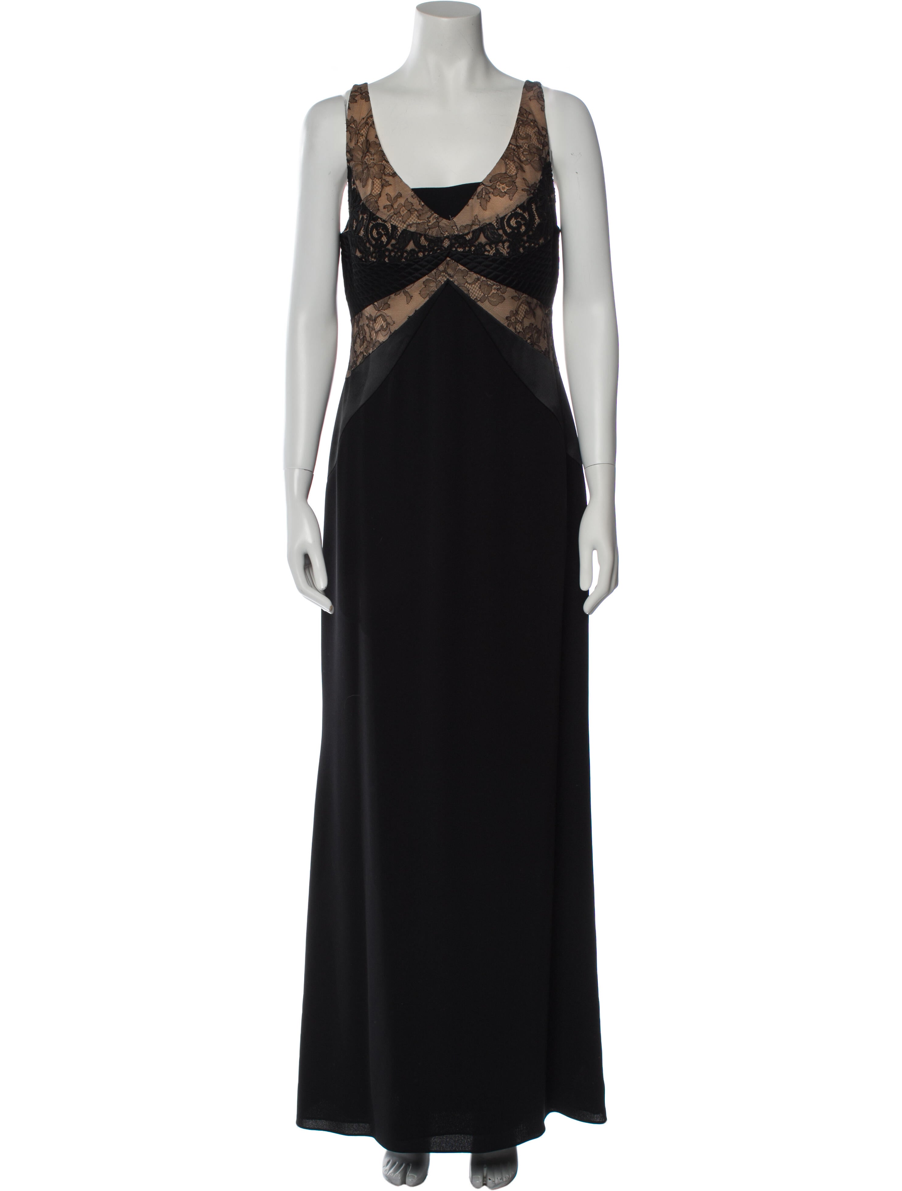 Badgley Mischka Scoop Neck Long Dress - Black Dresses, Clothing ...