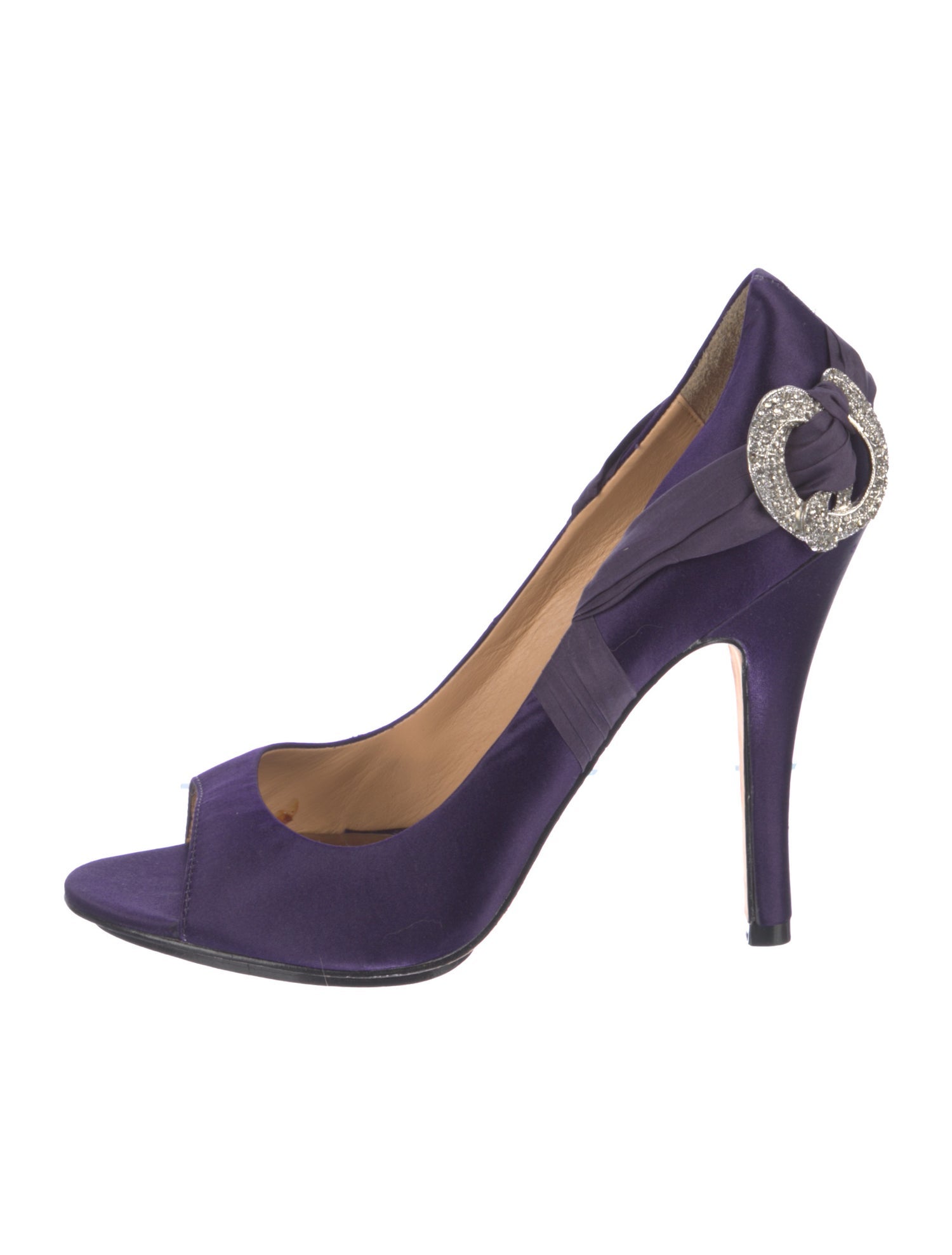 Badgley Mischka Leather Crystal Embellishments Pumps - Purple Pumps ...