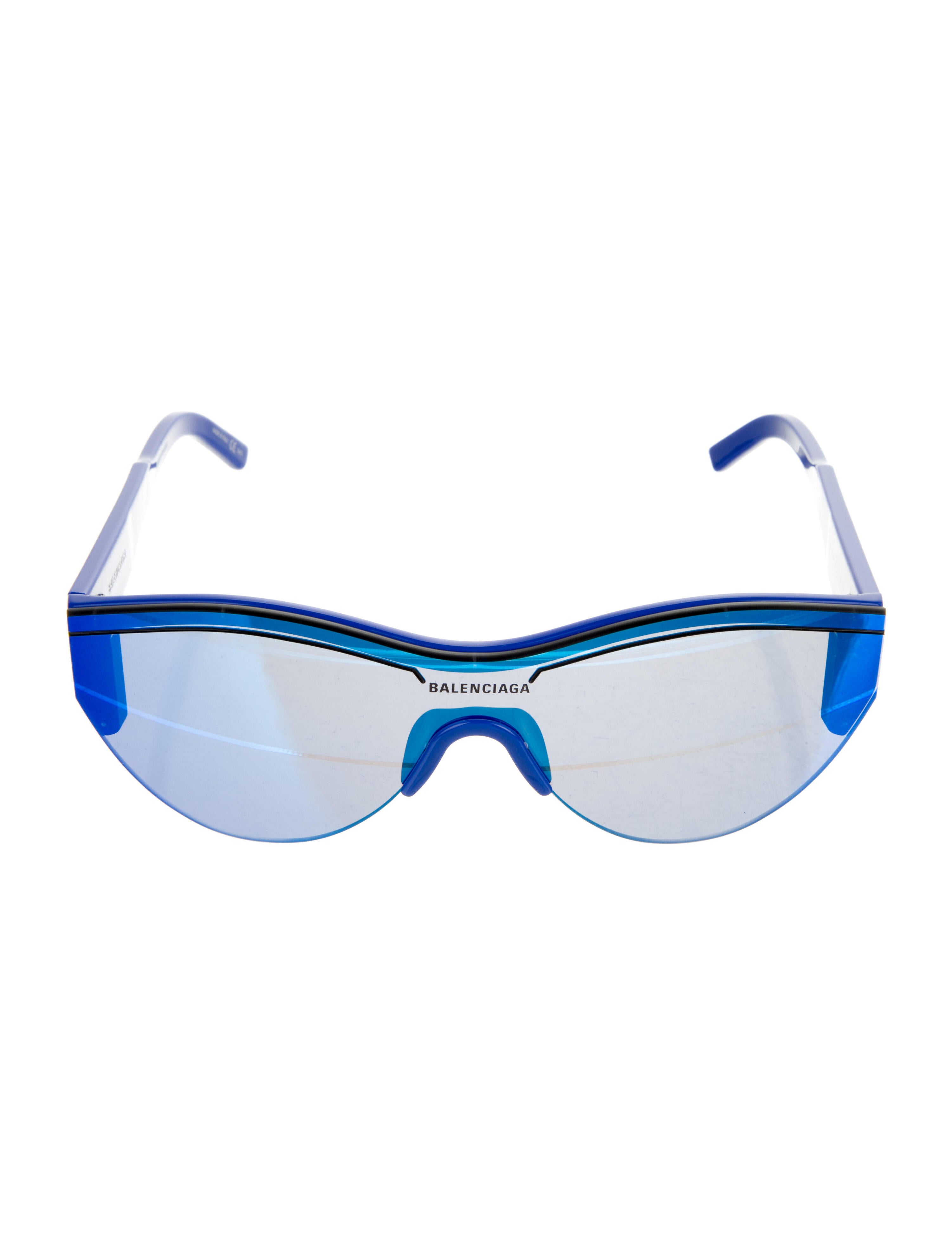 Balenciaga Shield Mirrored Sunglasses - Blue Sunglasses, Accessories ...