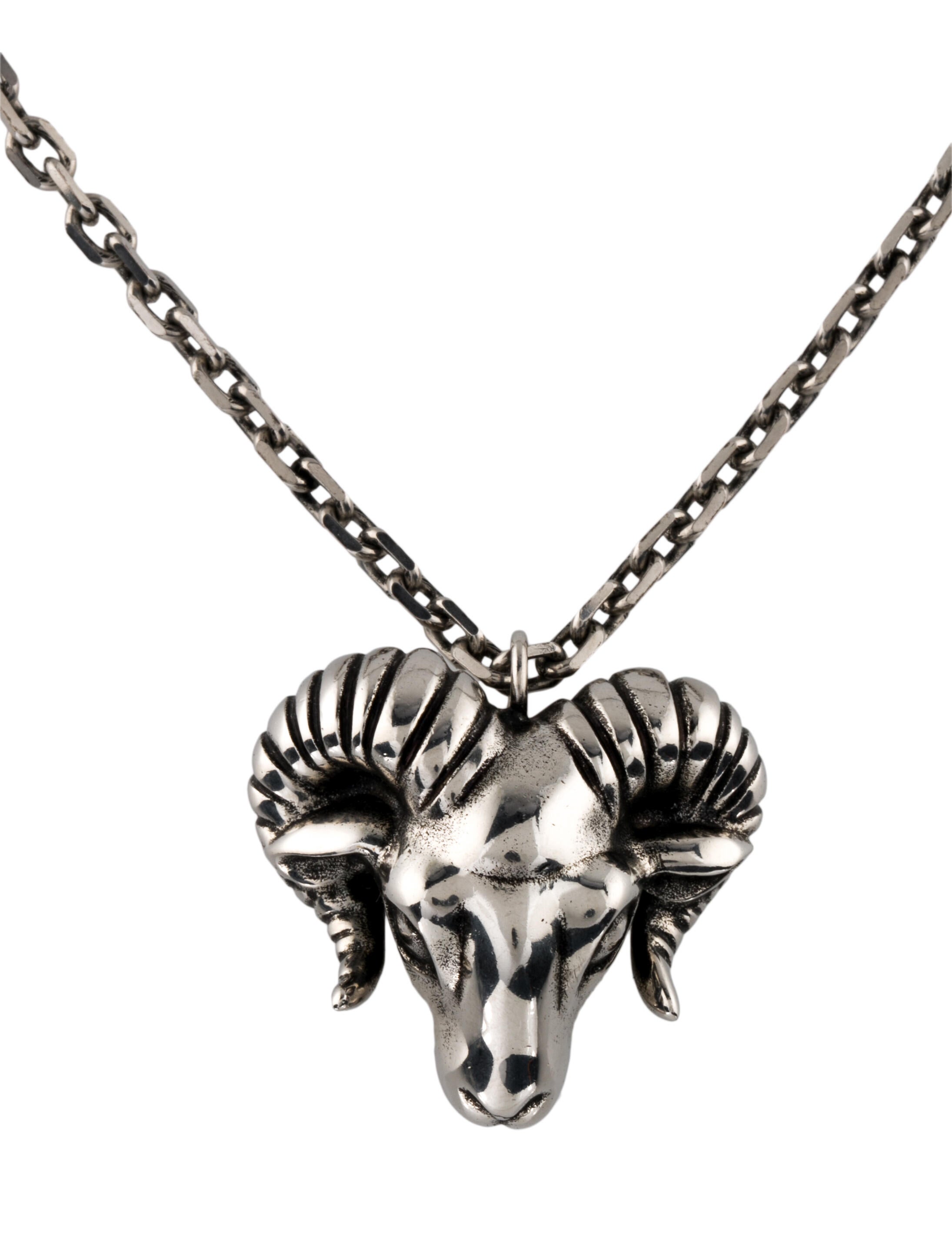 Balenciaga Ram Pendant Necklace - Silver-Tone Metal Pendant Necklace ...