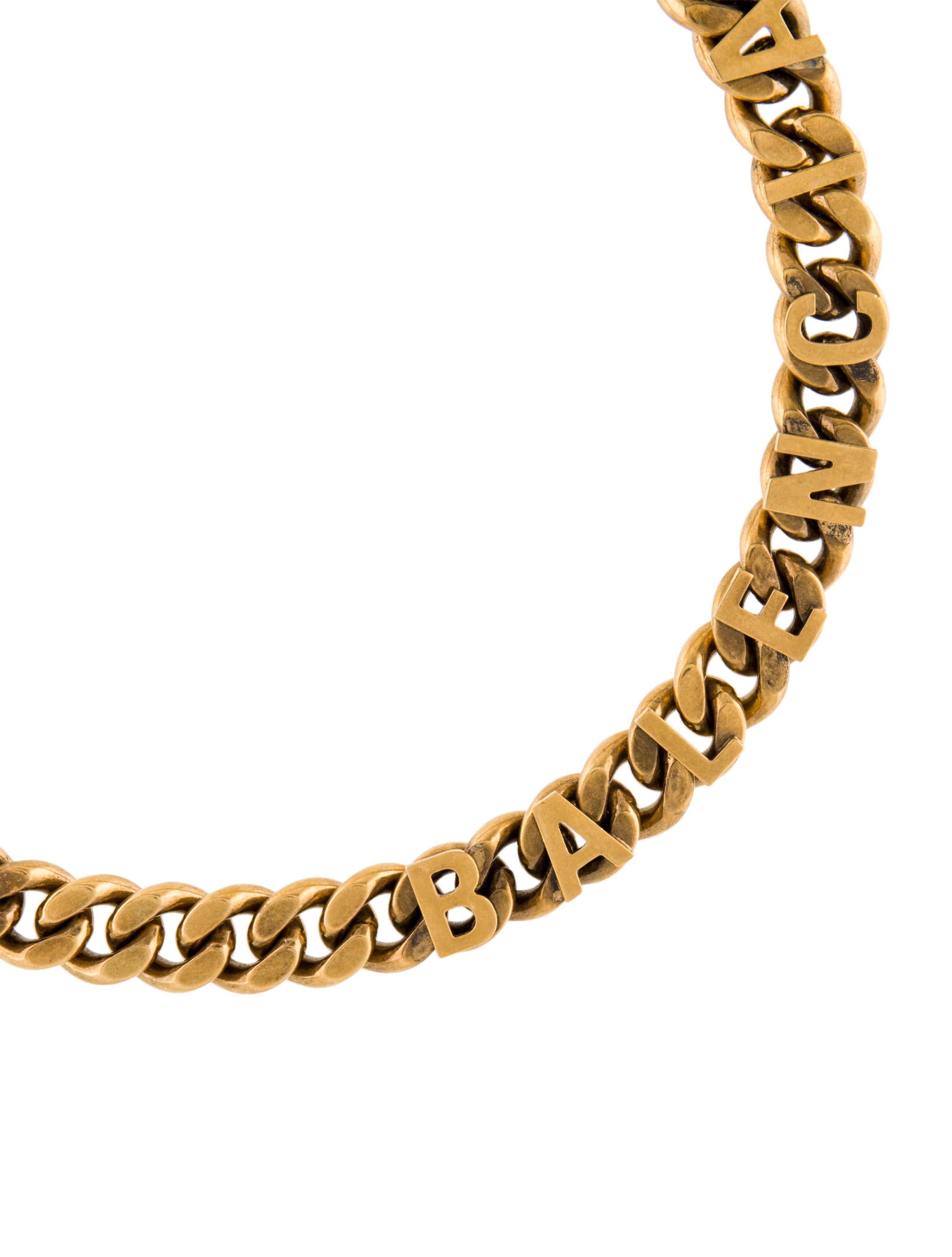 Balenciaga Logo Text Chain Necklace - Brass Chain, Necklaces ...