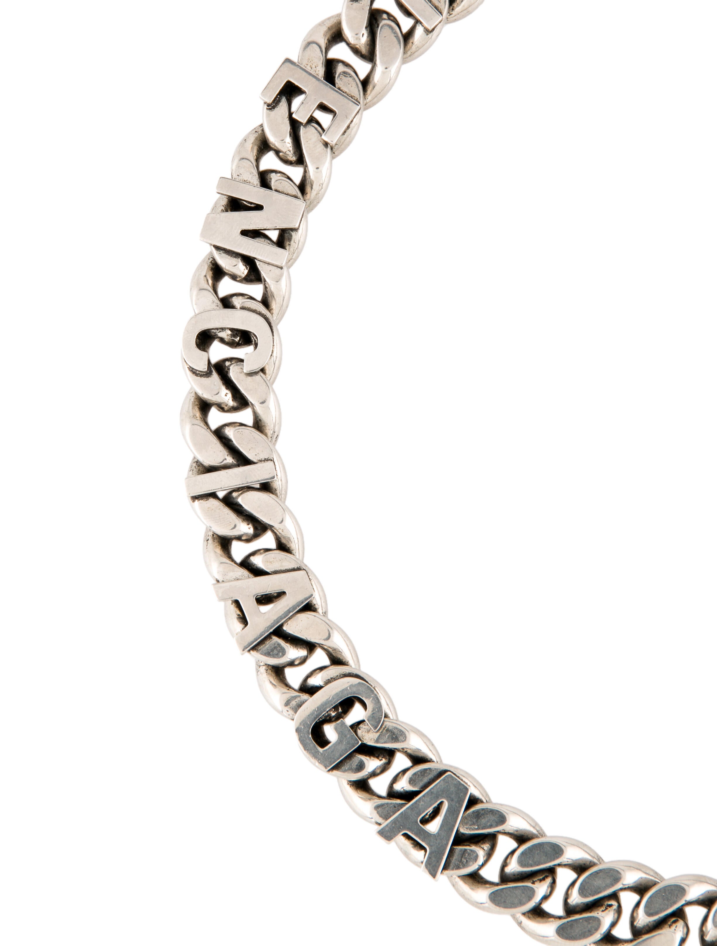 Balenciaga Logo Text Chain Necklace - Silver-Tone Metal Chain ...