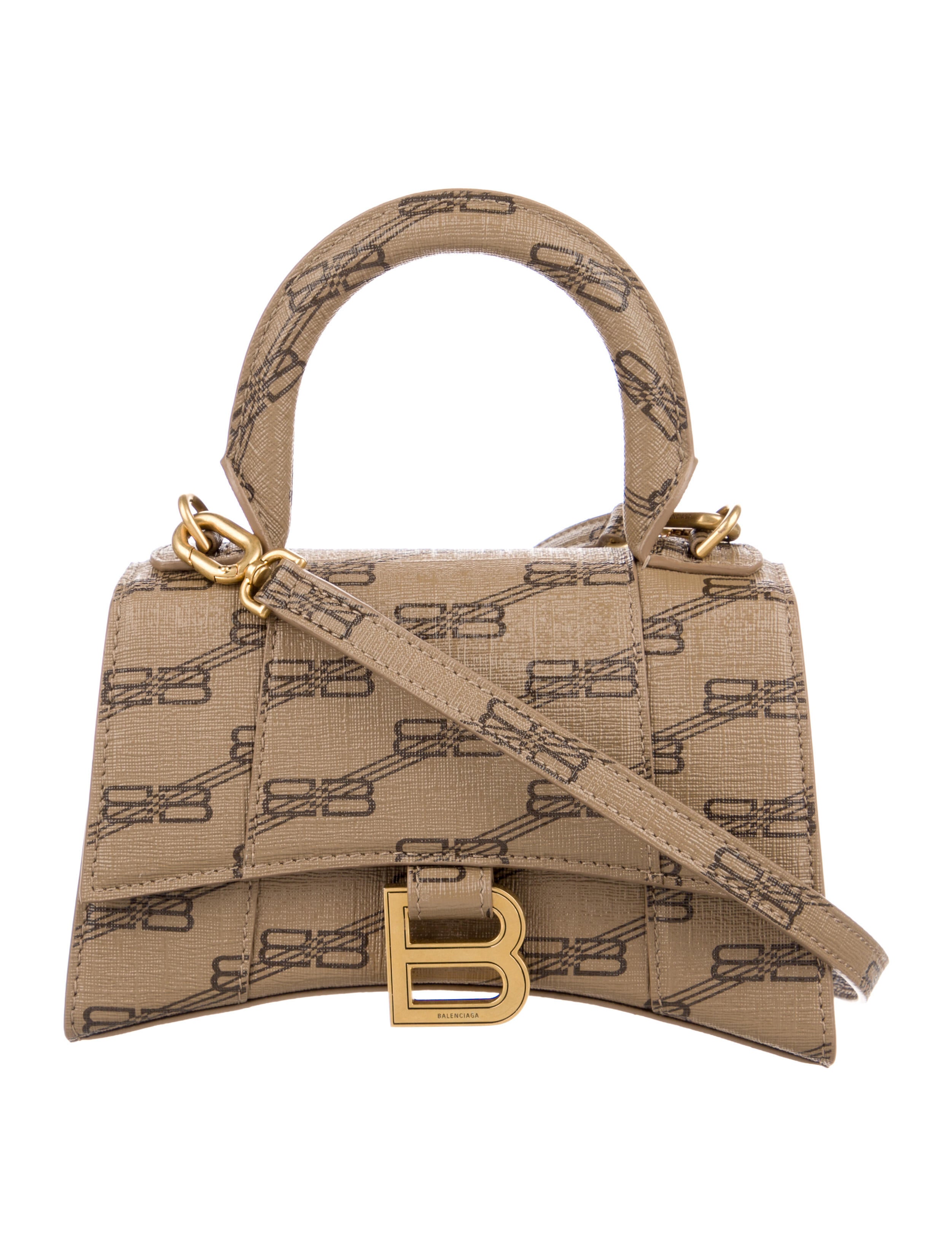 Balenciaga 2022 BB Monogram Hourglass XS Handle Bag - Brown Mini Bags ...