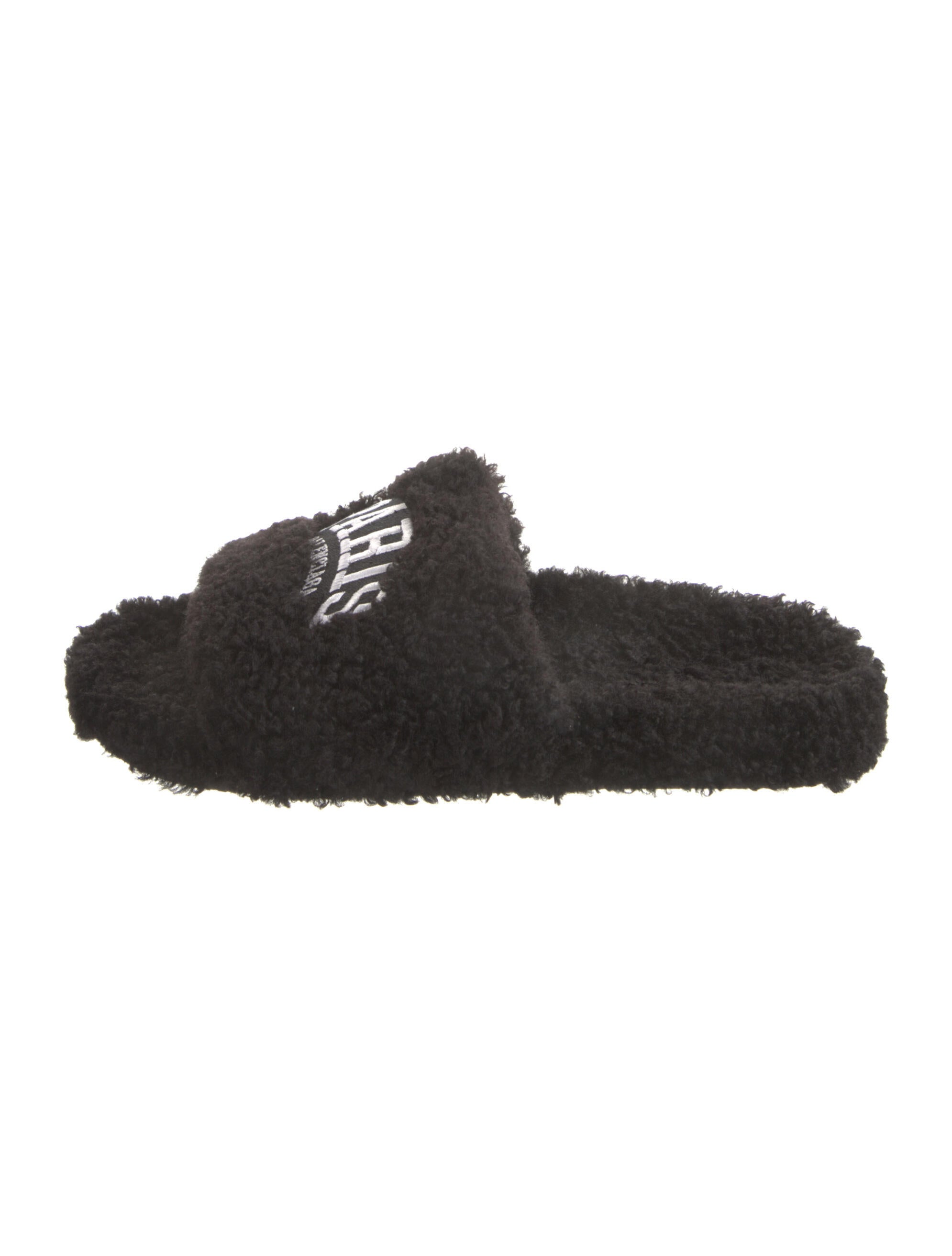 Balenciaga Furry Shearling Slides w/ Tags - Black Sandals, Shoes ...