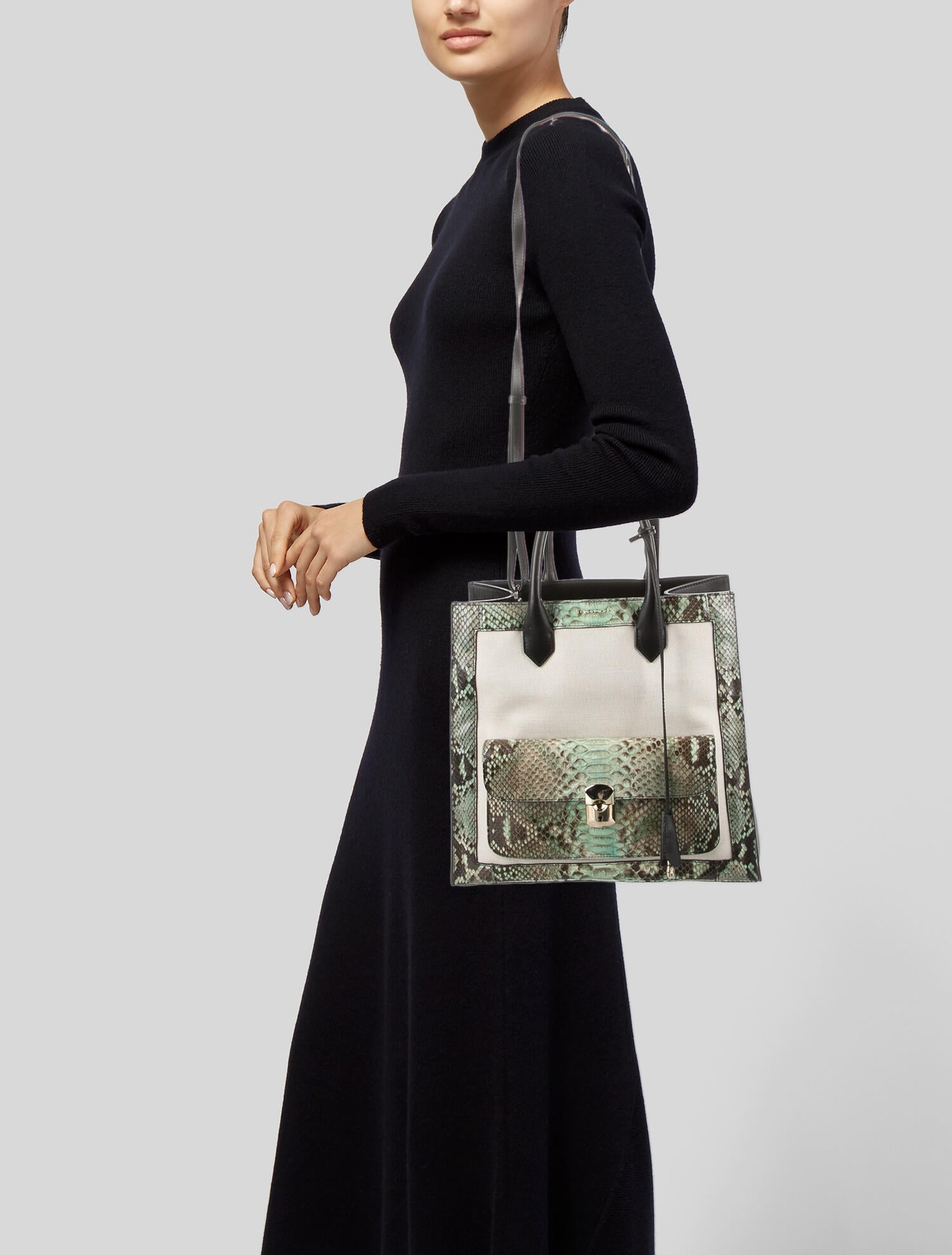 Balenciaga Python Padlock All Afternoon Tote - Neutrals Totes, Handbags ...